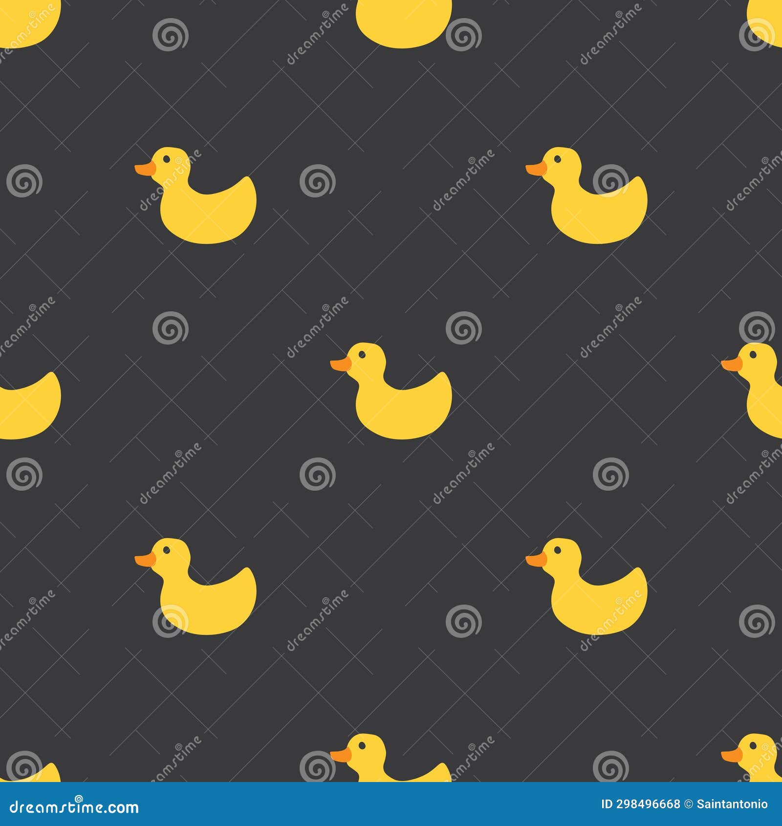 Cute Rubber Duck Seamless Pattern, Cartoon Ducks Background Vector ...