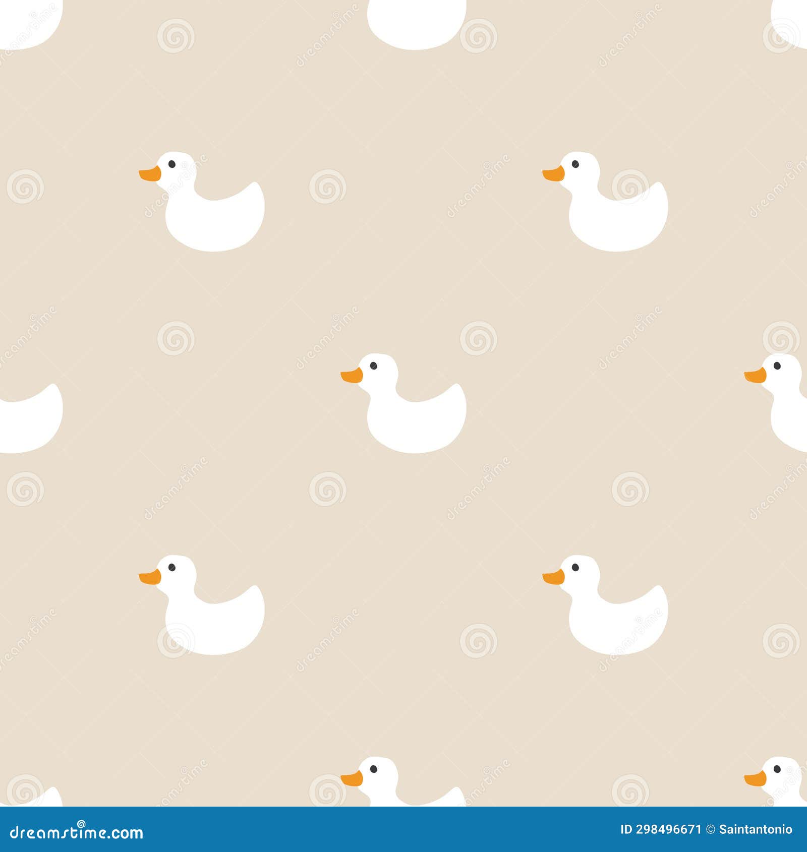 Cute Rubber Duck Seamless Pattern, Cartoon Ducks Background Vector ...