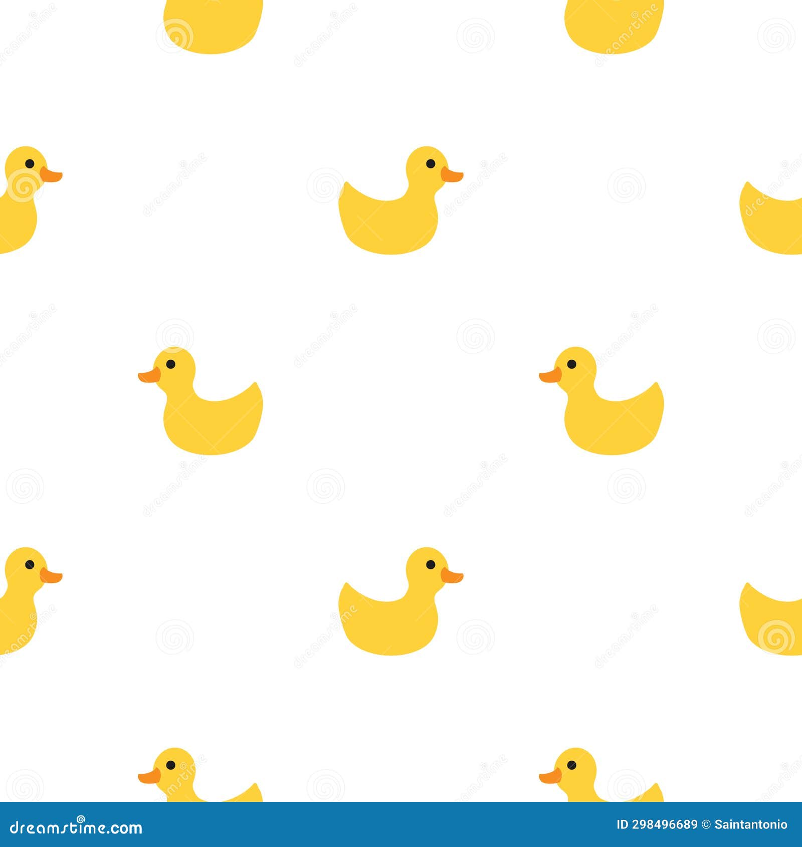 Cute Rubber Duck Seamless Pattern, Cartoon Ducks Background Vector ...