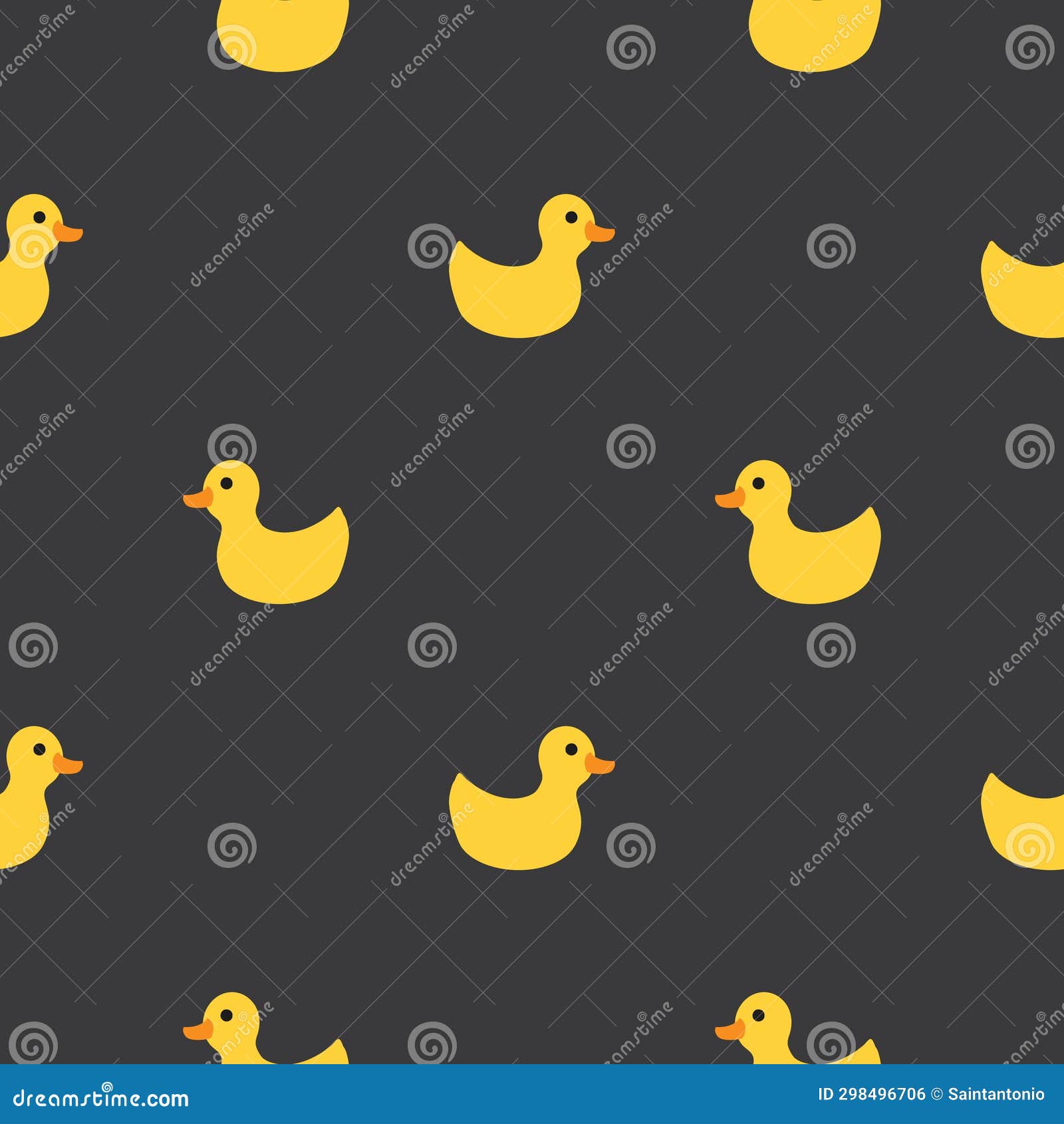 Cute Rubber Duck Seamless Pattern, Cartoon Ducks Background Vector ...
