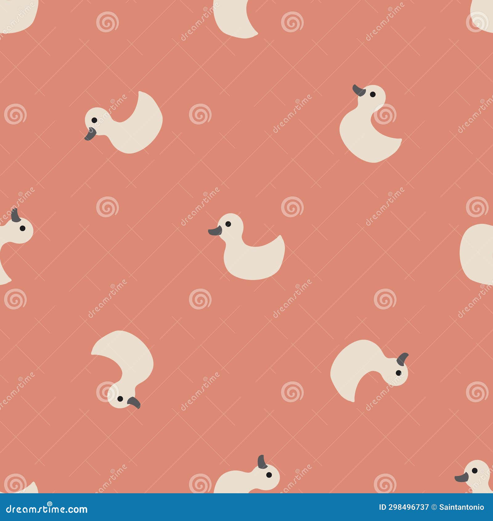 Cute Rubber Duck Seamless Pattern, Cartoon Ducks Background Vector ...