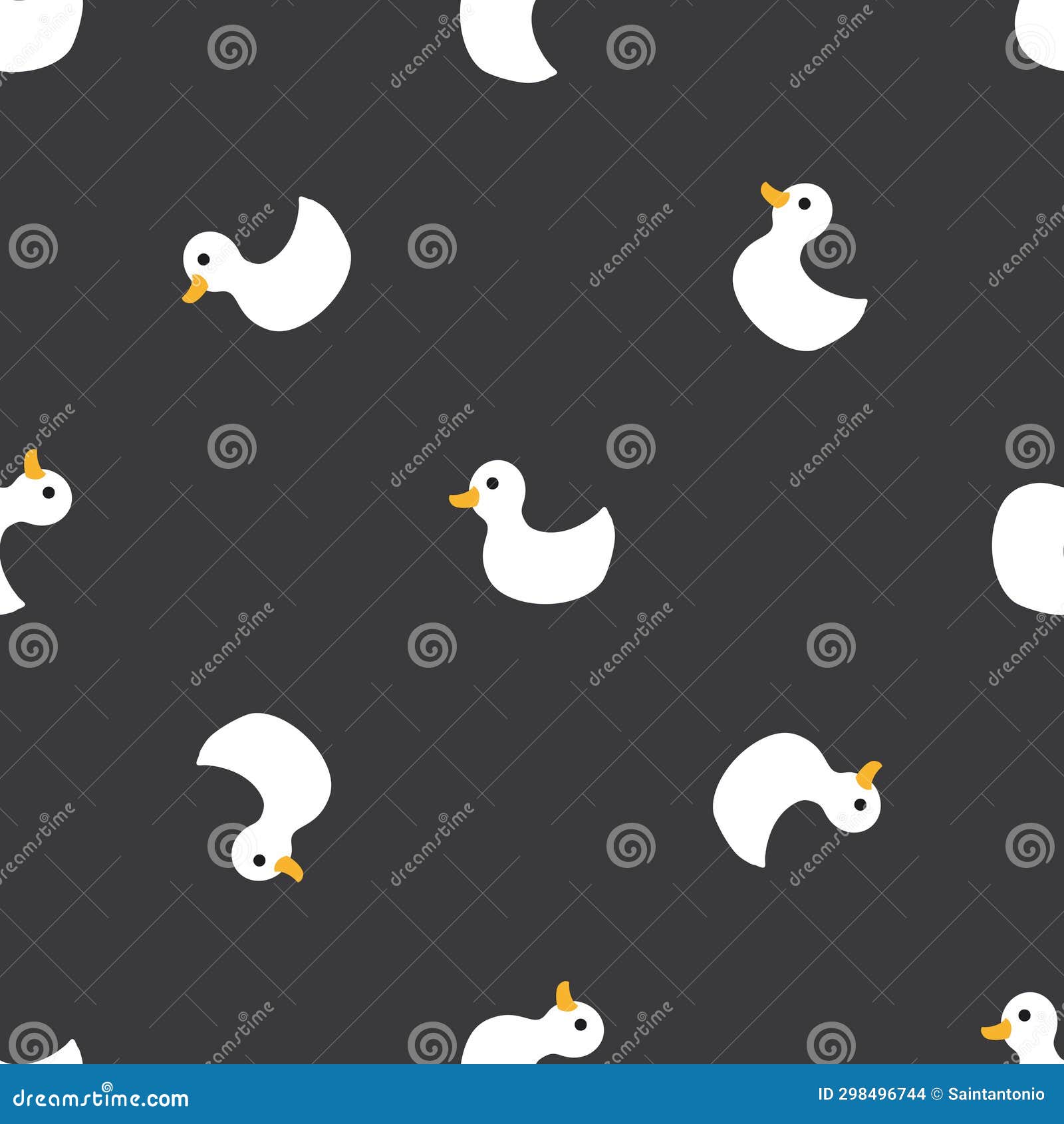 Cute Rubber Duck Seamless Pattern, Cartoon Ducks Background Vector ...
