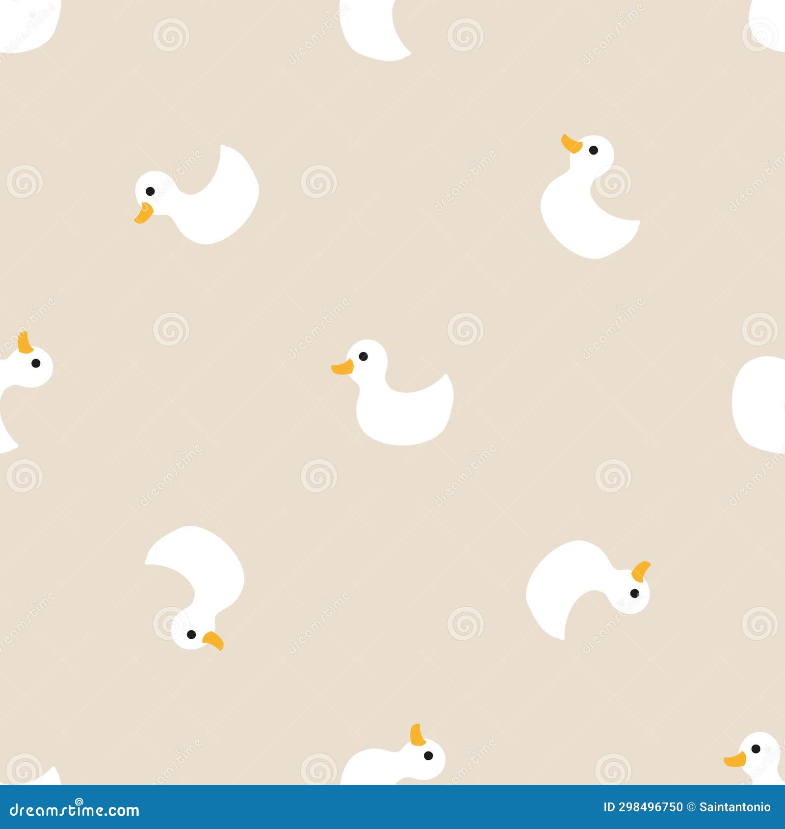 Cute Rubber Duck Seamless Pattern, Cartoon Ducks Background Vector ...