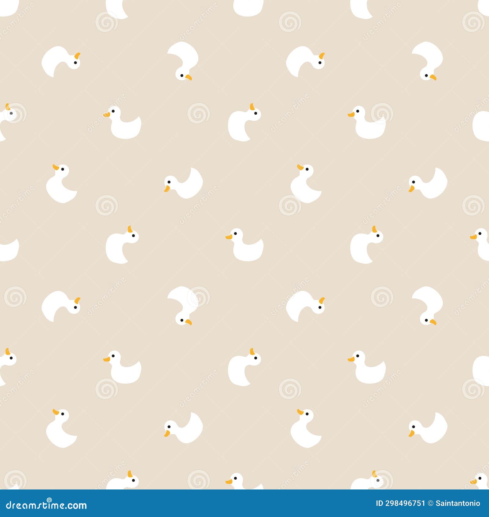 Cute Rubber Duck Seamless Pattern, Cartoon Ducks Background Vector ...
