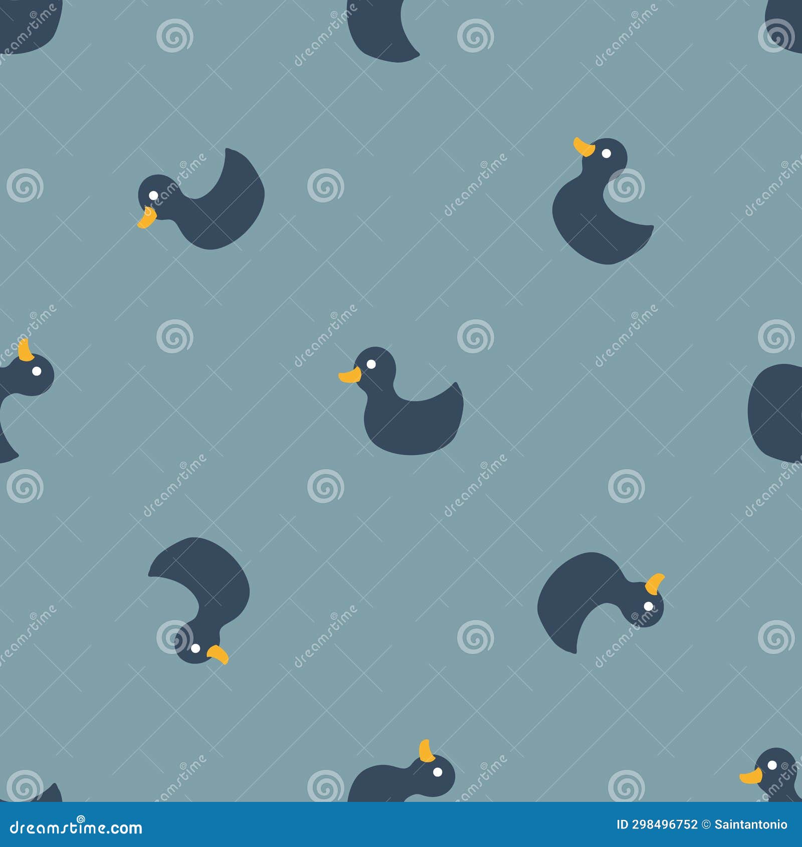Cute Rubber Duck Seamless Pattern, Cartoon Ducks Background Vector ...