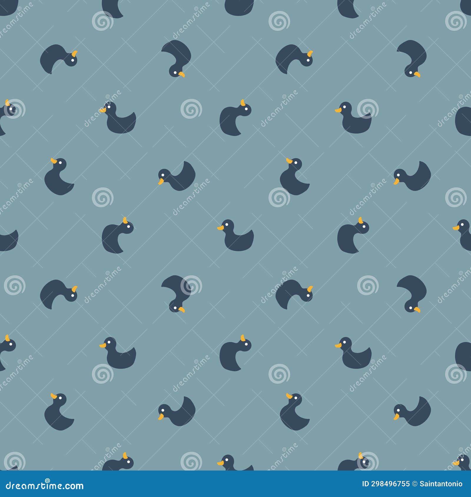 Cute Rubber Duck Seamless Pattern, Cartoon Ducks Background Vector ...