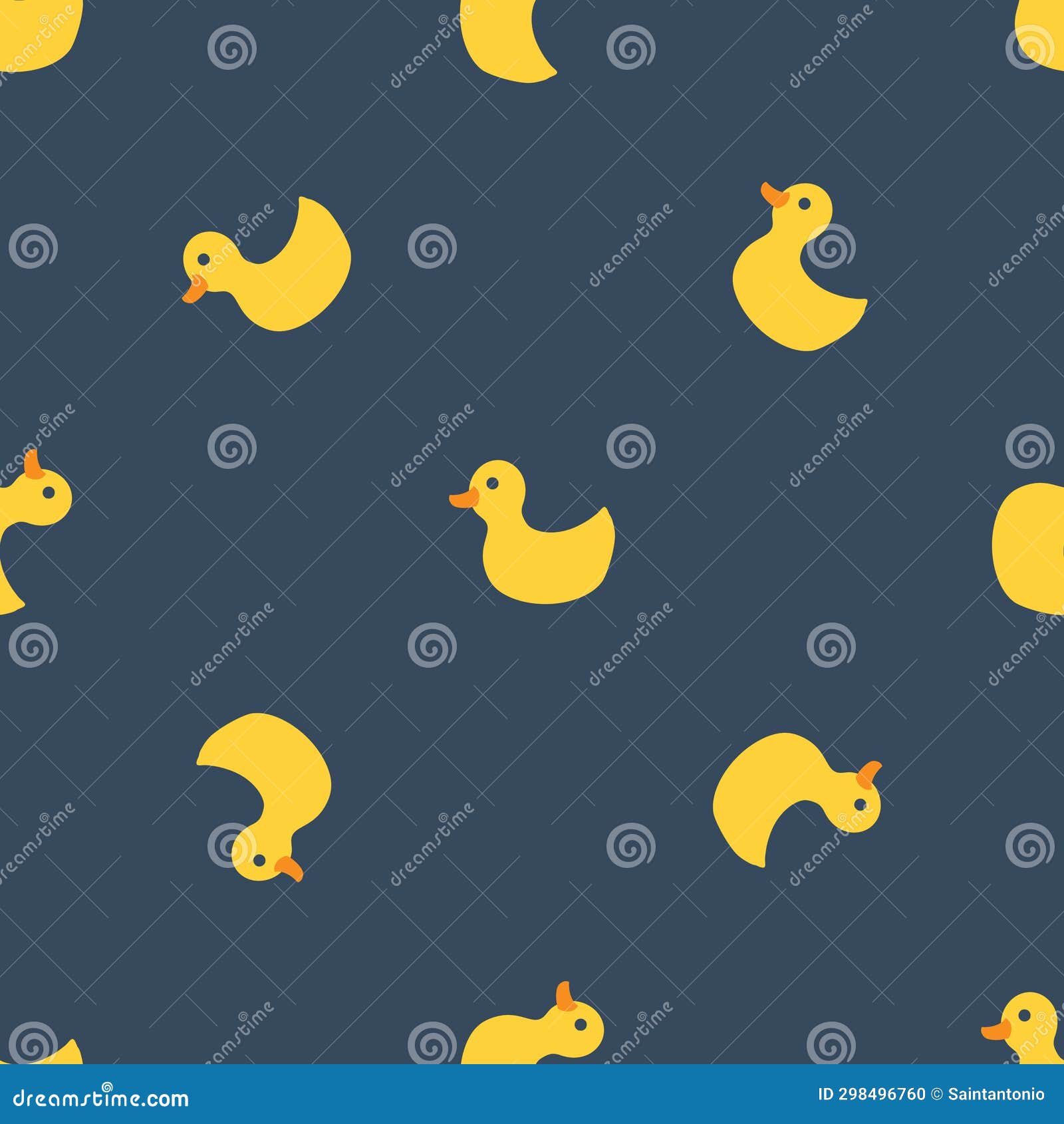 Cute Rubber Duck Seamless Pattern, Cartoon Ducks Background Vector ...