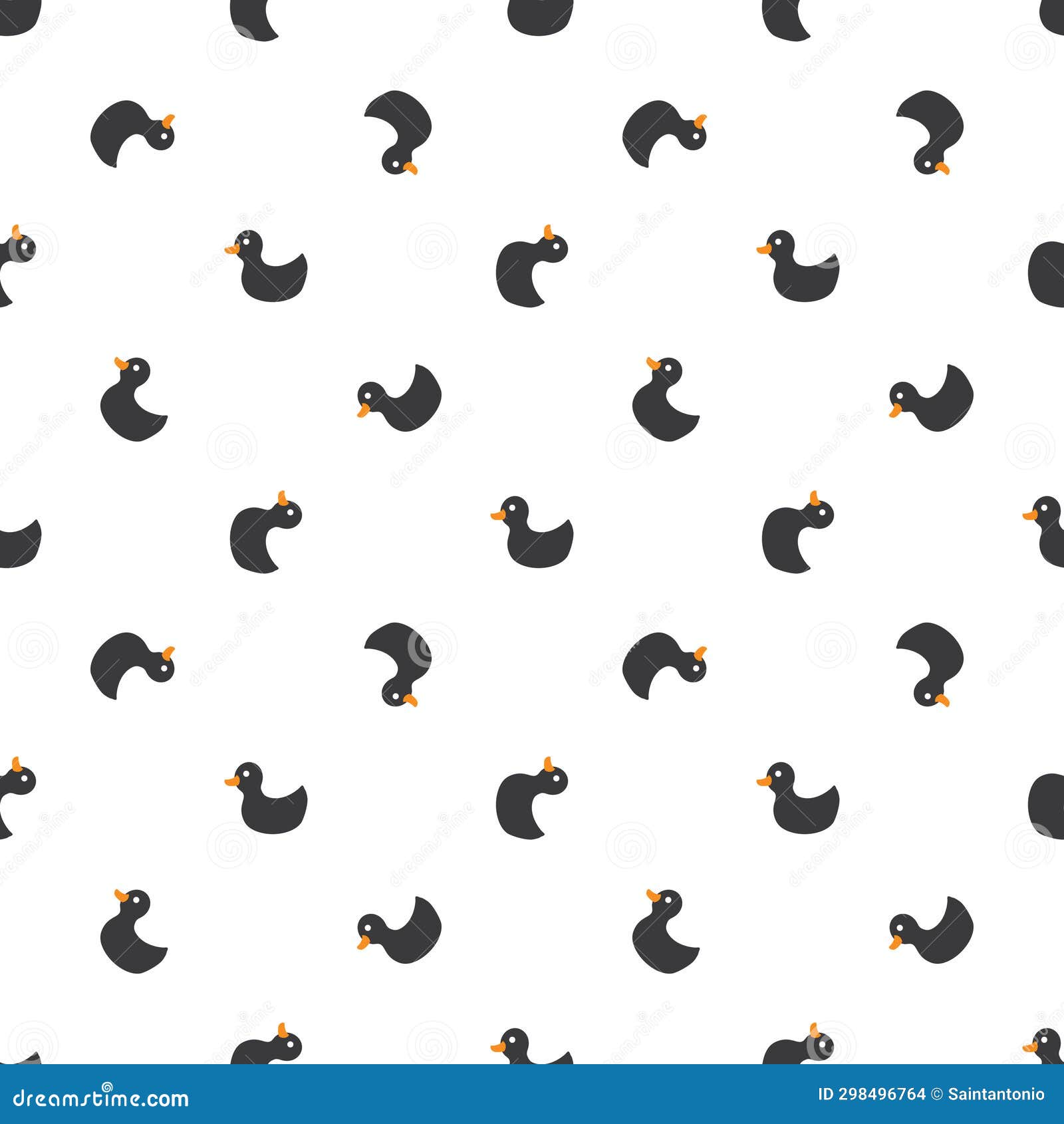 Cute Rubber Duck Seamless Pattern, Cartoon Ducks Background Vector ...