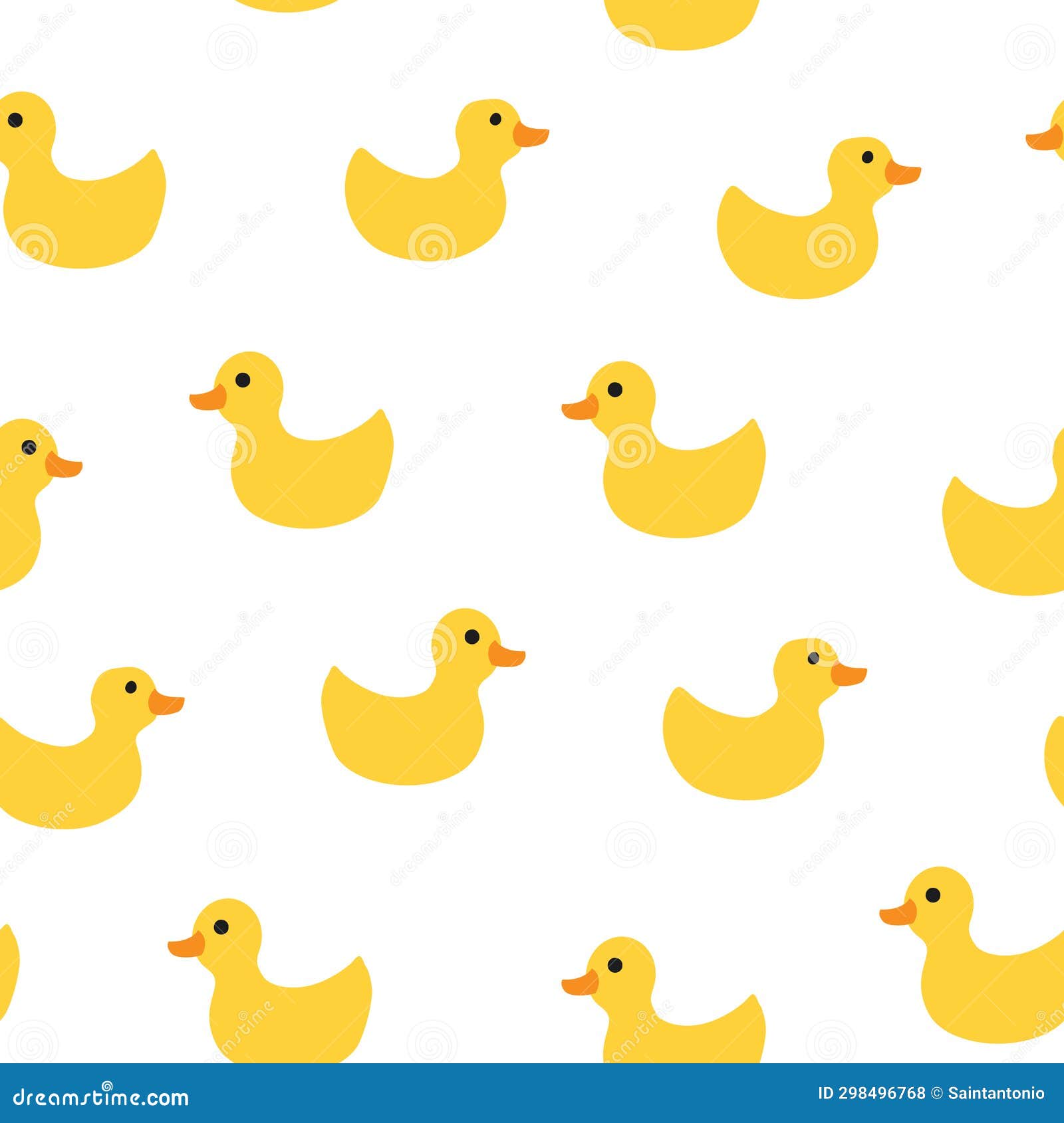 Cute Rubber Duck Seamless Pattern, Cartoon Ducks Background Vector ...