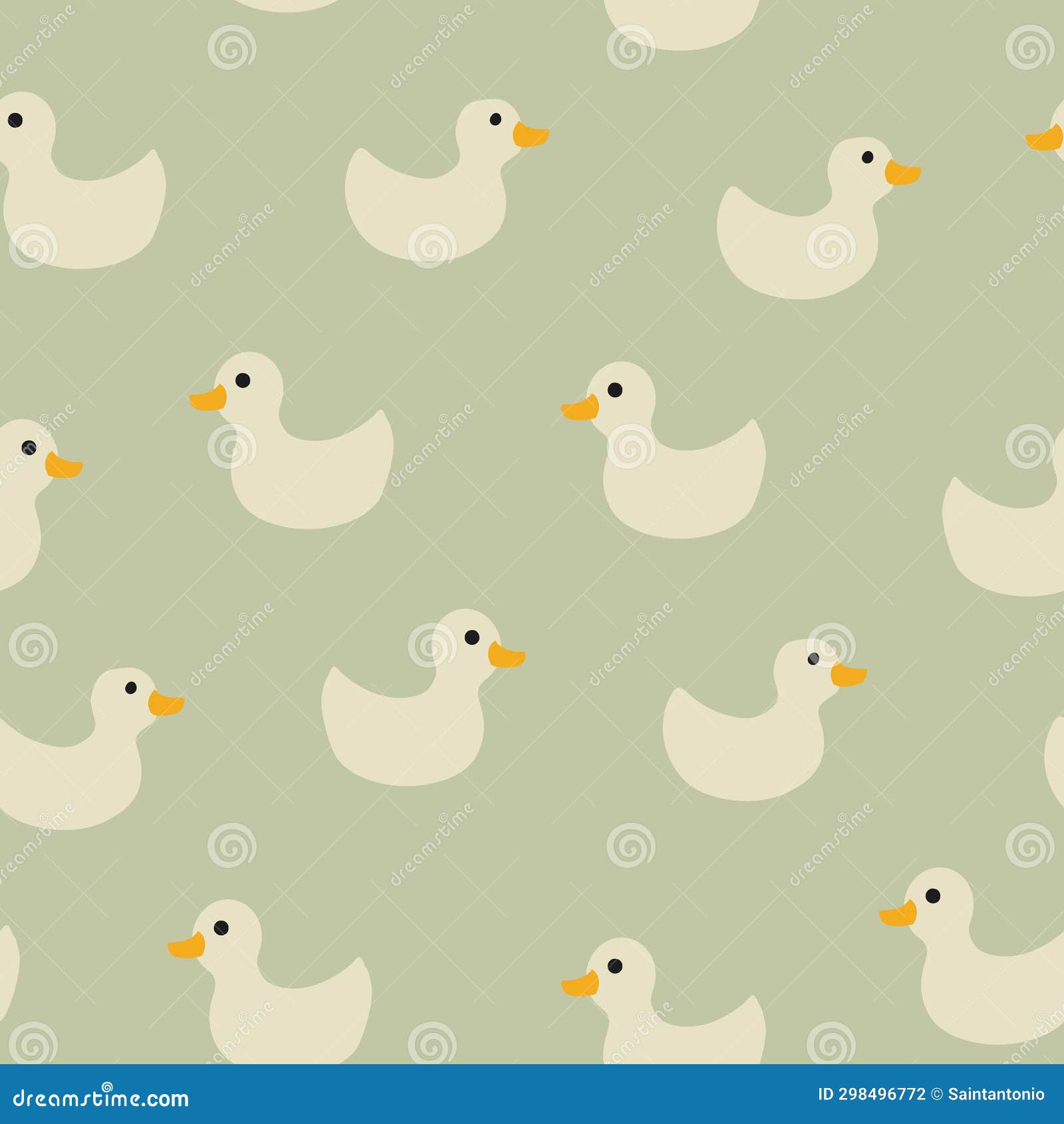 Cute Rubber Duck Seamless Pattern, Cartoon Ducks Background Vector ...