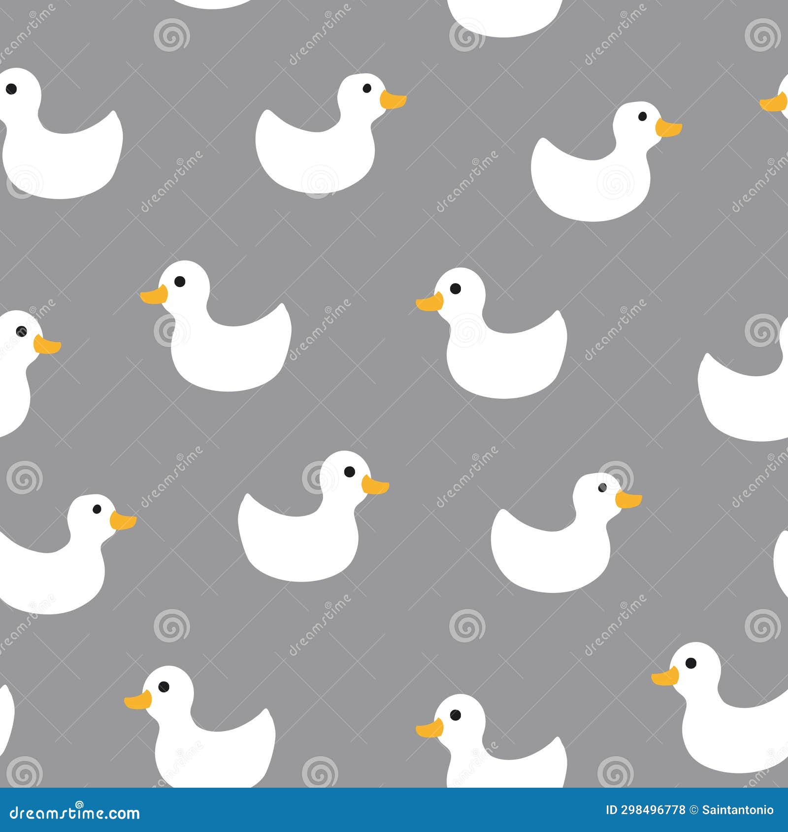 Cute Rubber Duck Seamless Pattern, Cartoon Ducks Background Vector ...