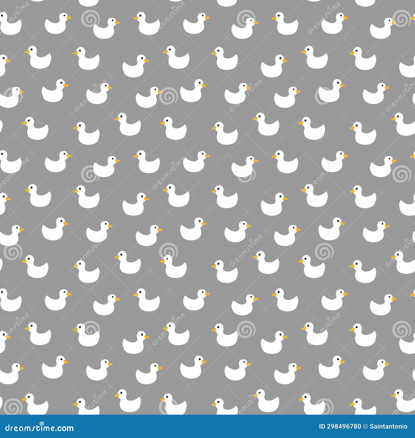 Cute Rubber Duck Seamless Pattern, Cartoon Ducks Background Vector ...