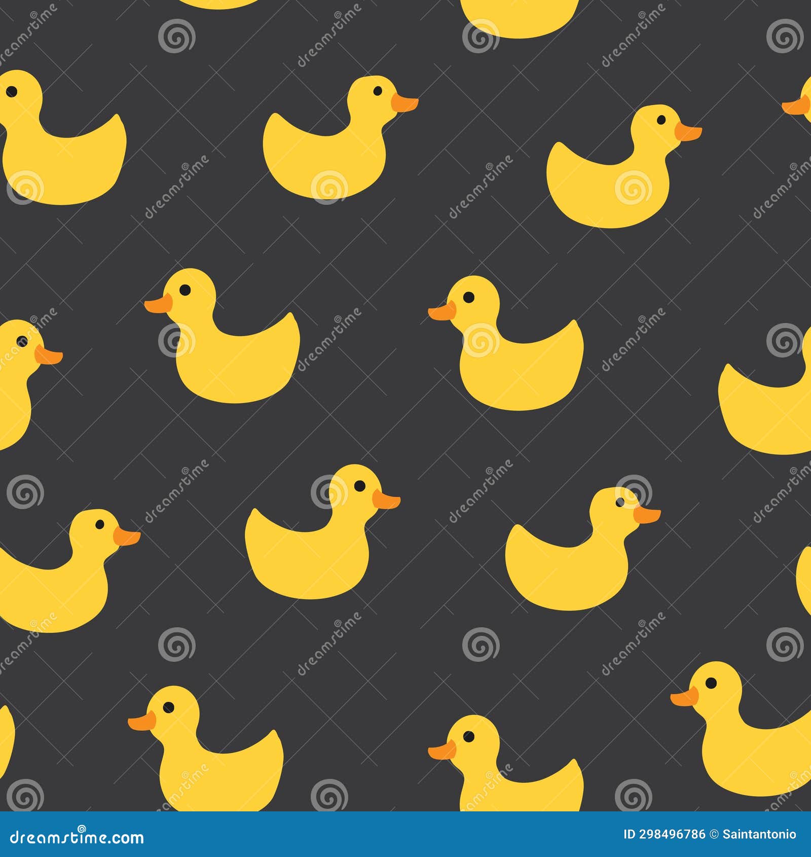 Cute Rubber Duck Seamless Pattern, Cartoon Ducks Background Vector ...