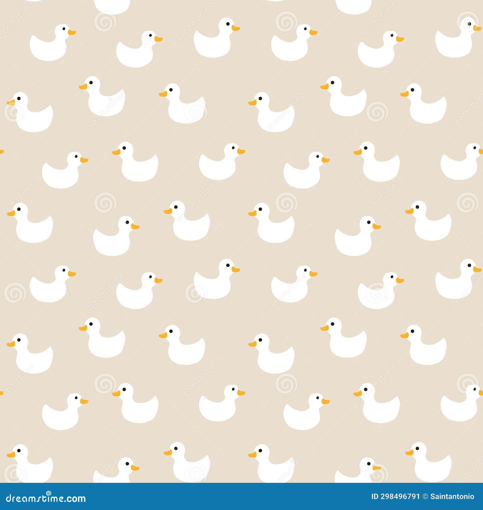 Cute Rubber Duck Seamless Pattern, Cartoon Ducks Background Vector ...