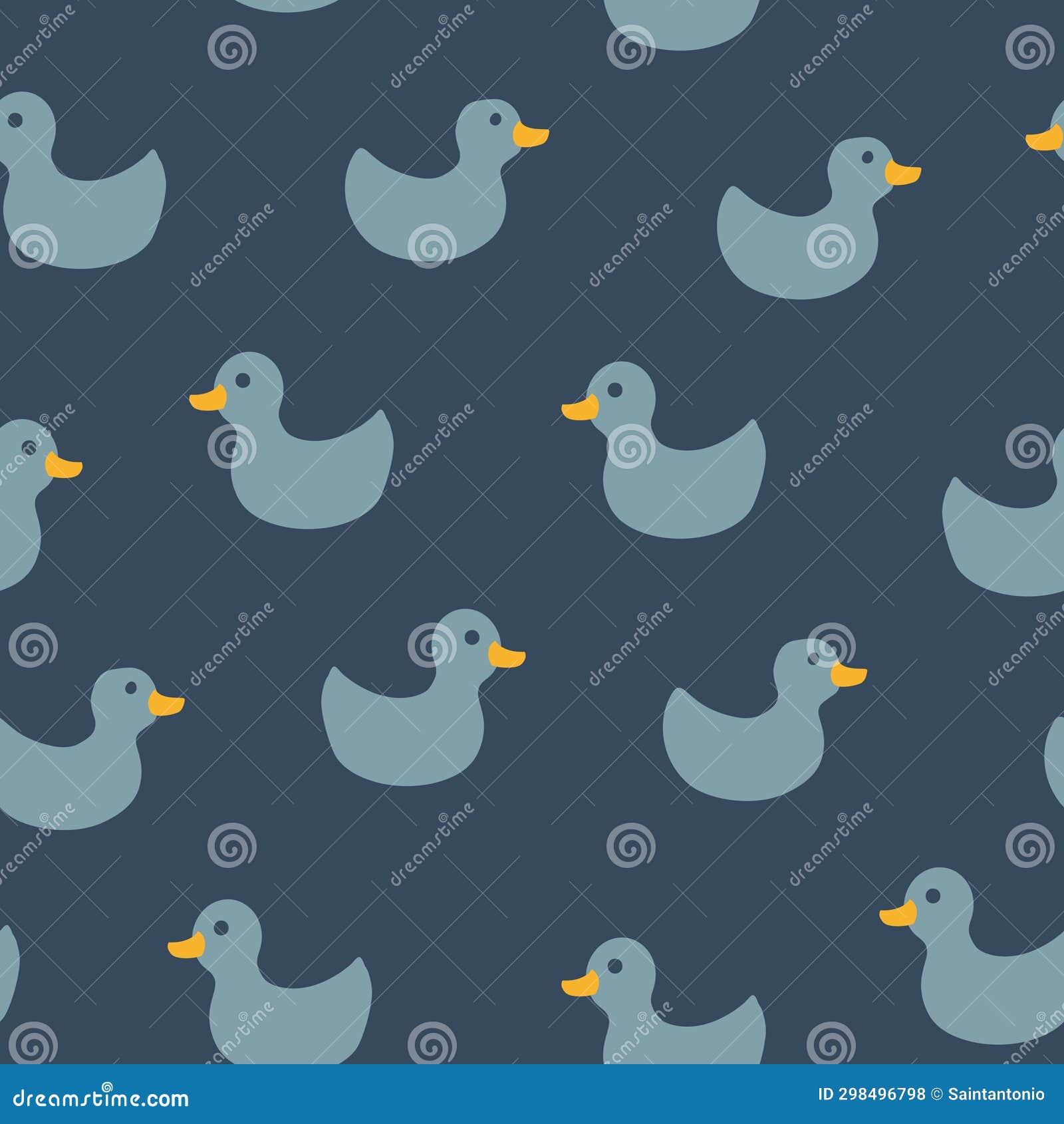Cute Rubber Duck Seamless Pattern, Cartoon Ducks Background Vector ...