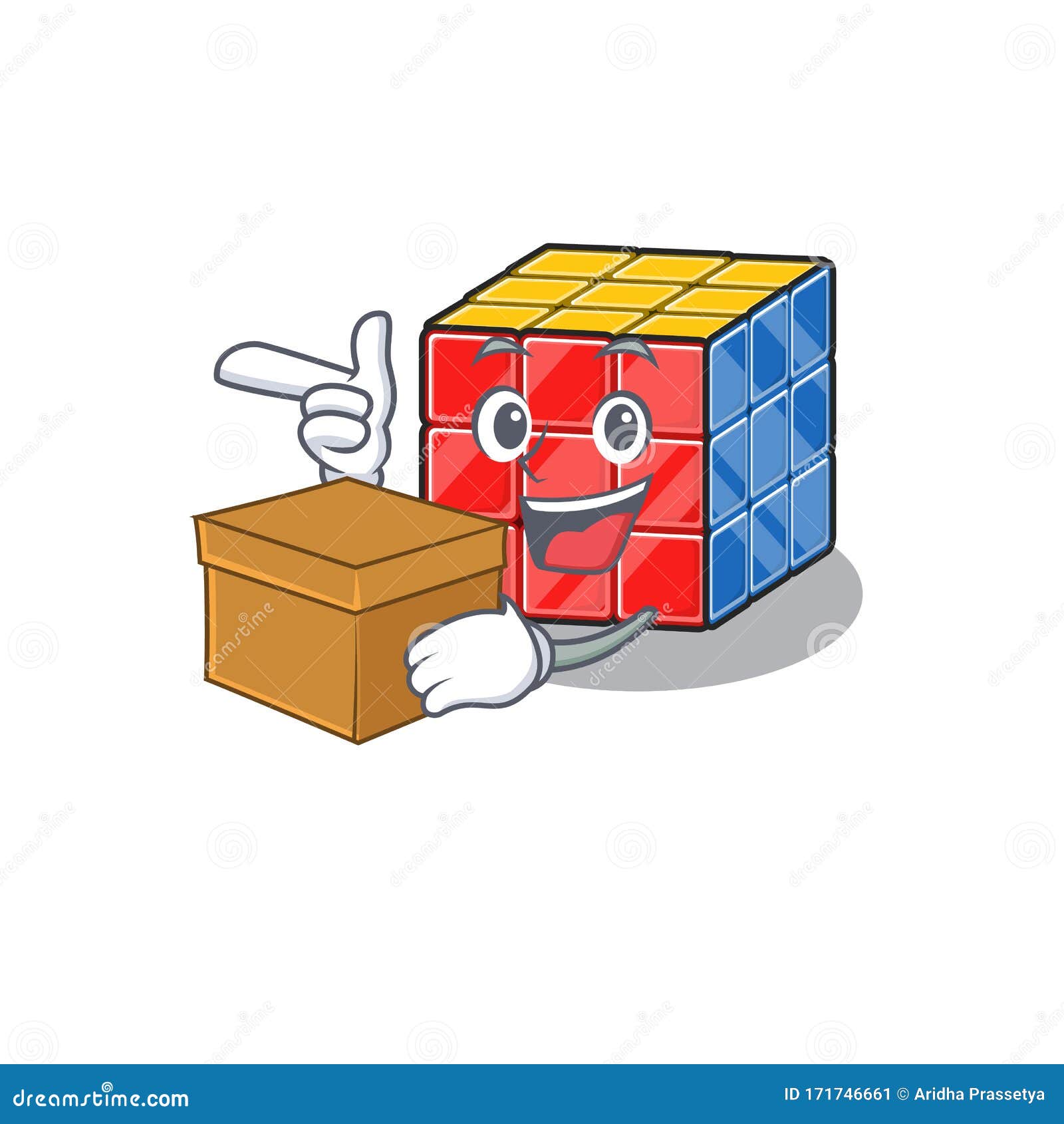 Cute Rubic Cube Cartoon Character Having a Box Editorial Photo ...