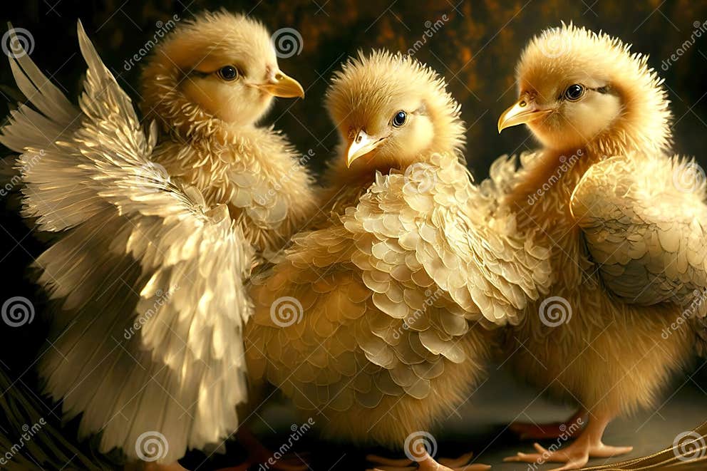 Cute Ruffled Chicks with Small Sharp Beaks Stock Illustration ...