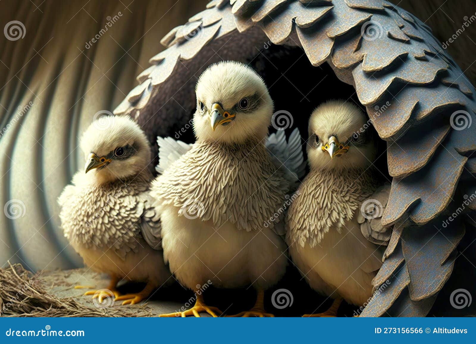 Cute Ruffled Chicks with Small Sharp Beaks Stock Illustration ...