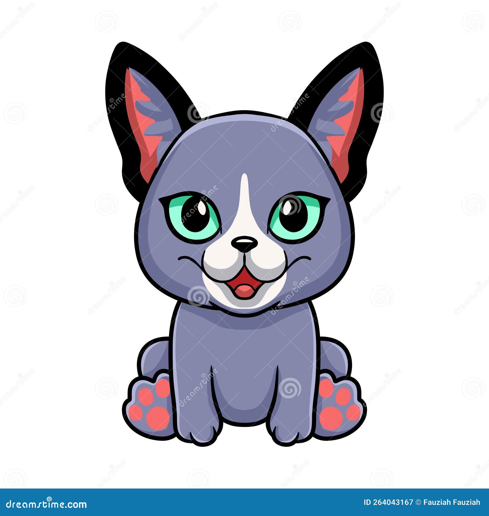 Cute Russian Blue Cat Cartoon Stock Vector - Illustration of feline ...
