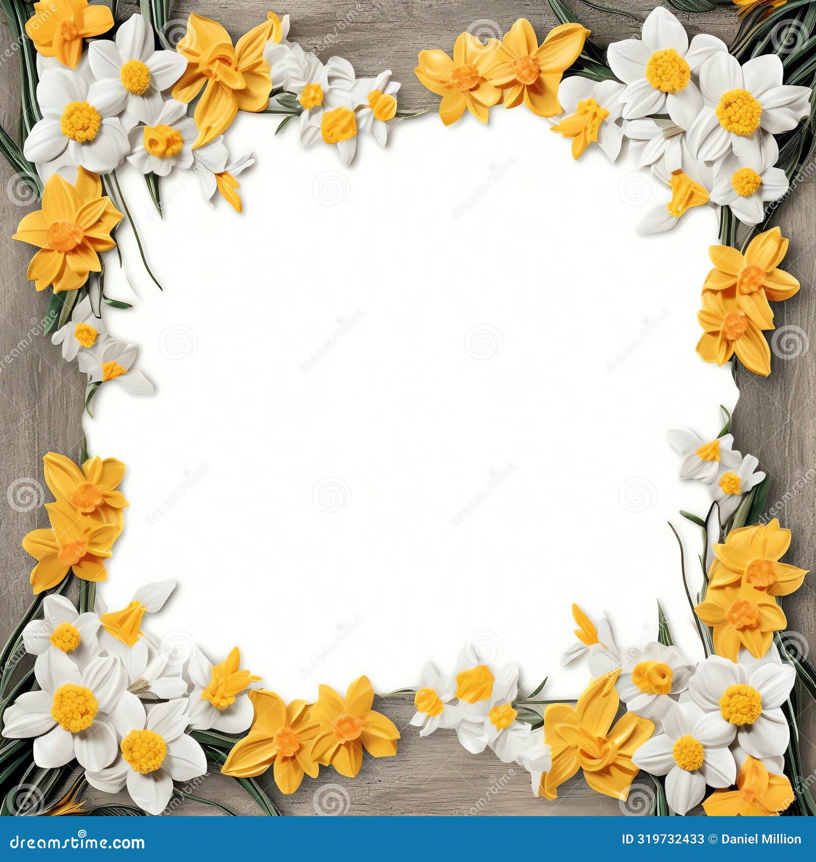 Cute Rustic Daffodil Border Floral Frame Watercolor Stock Illustration ...