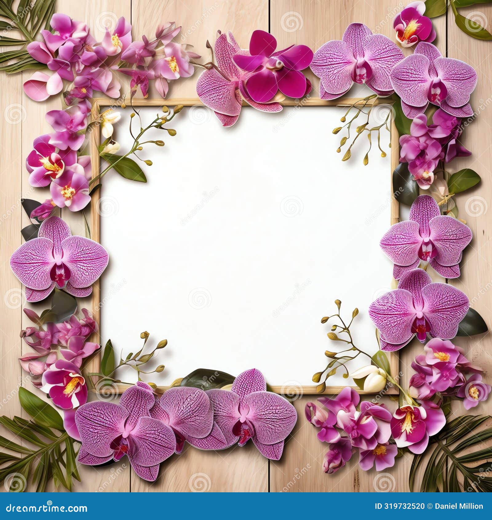 Cute Rustic Orchid Border Floral Frame Watercolor Stock Illustration ...