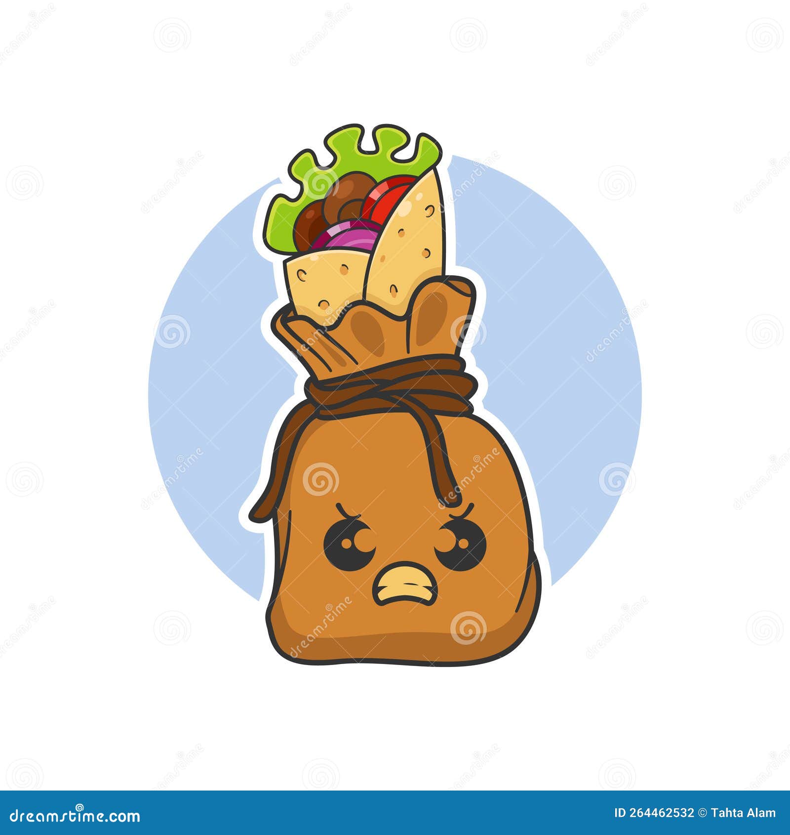 Cute Sack Character Brings a Delicious Kebab Stock Vector ...