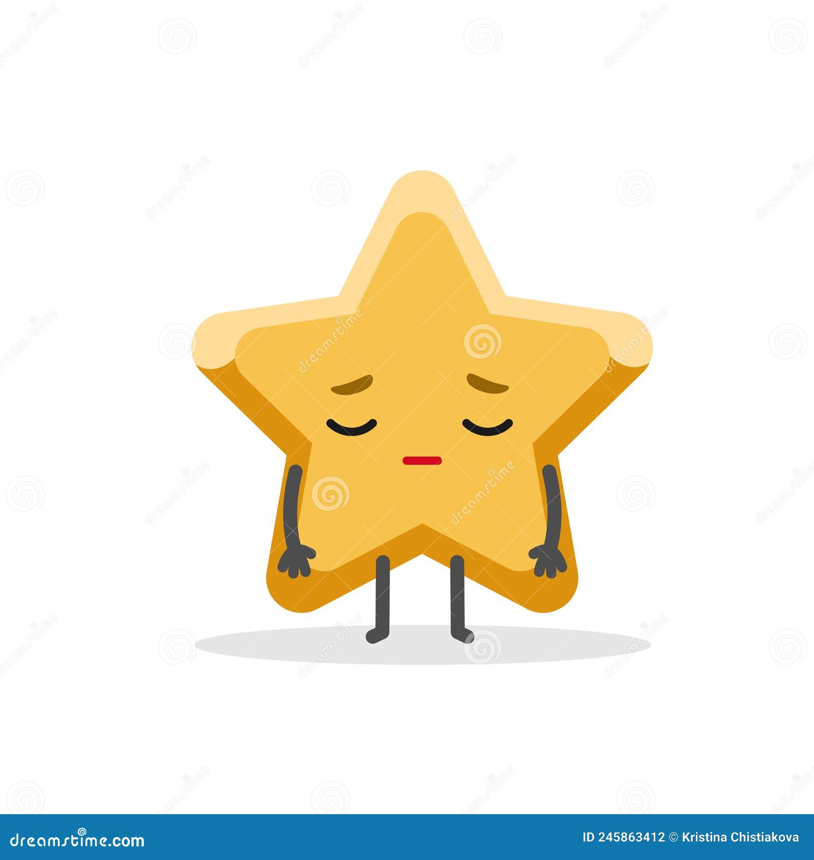 Cute Sad Character Golden Star Stock Vector - Illustration of gold ...