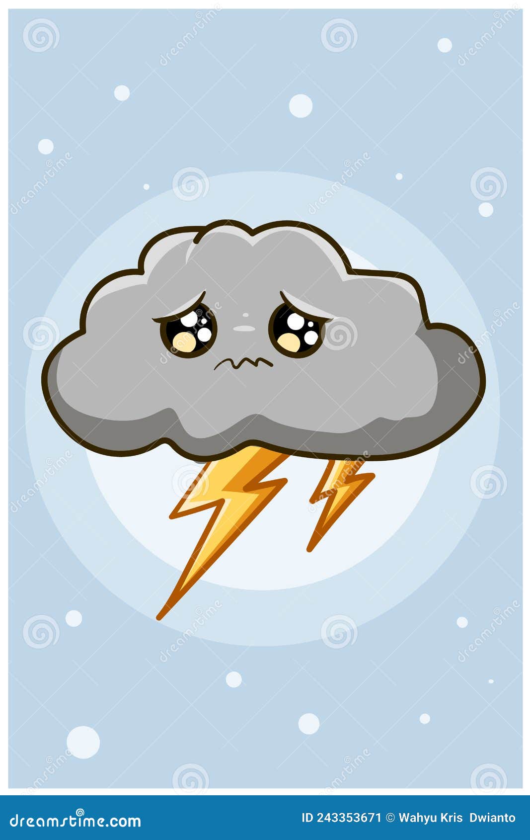 Cute and Sad Cloudy Sky Cartoon Illustration Stock Vector ...