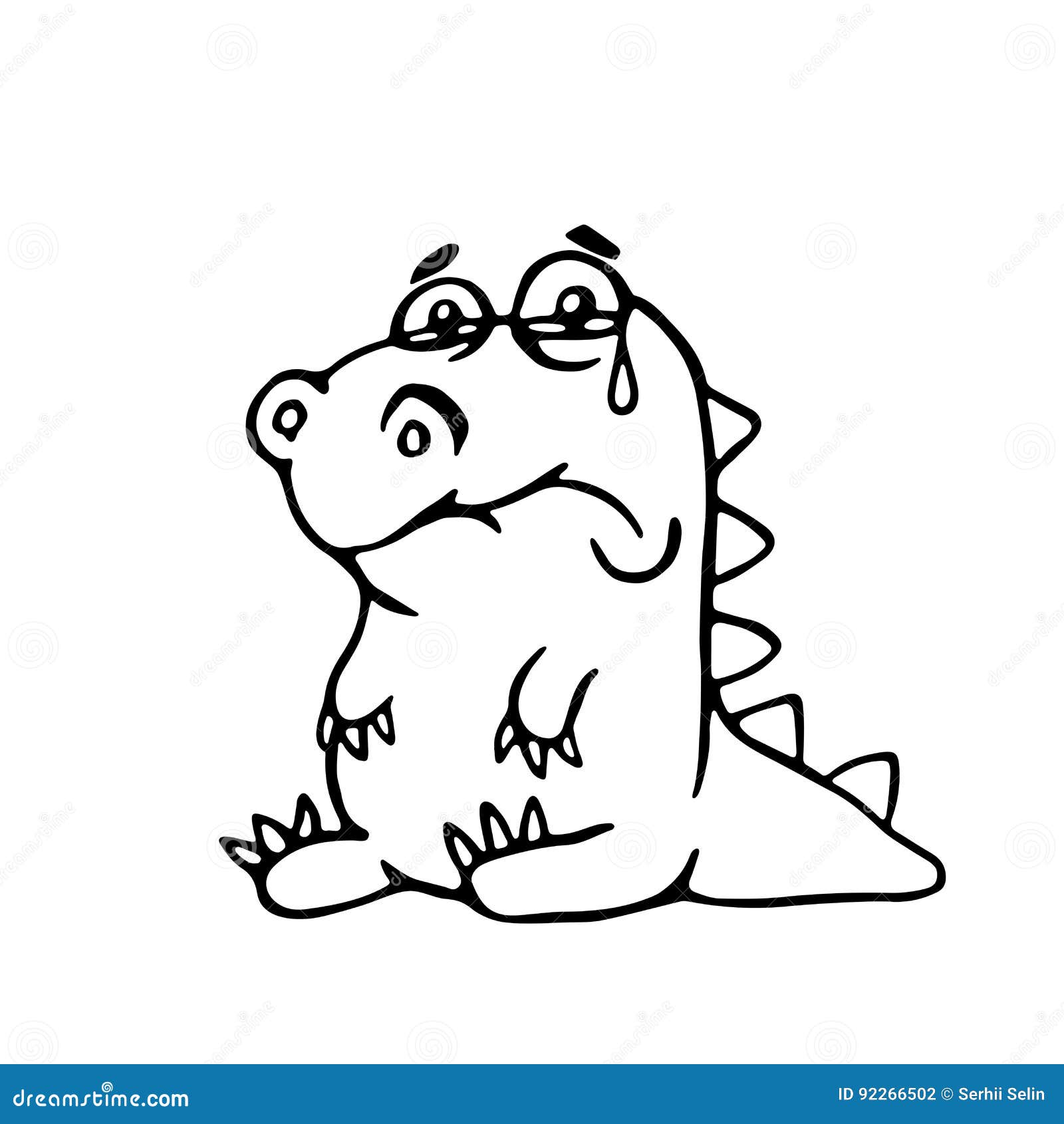 Cute Sad Dragon. Vector Illustration Stock Vector - Illustration of ...