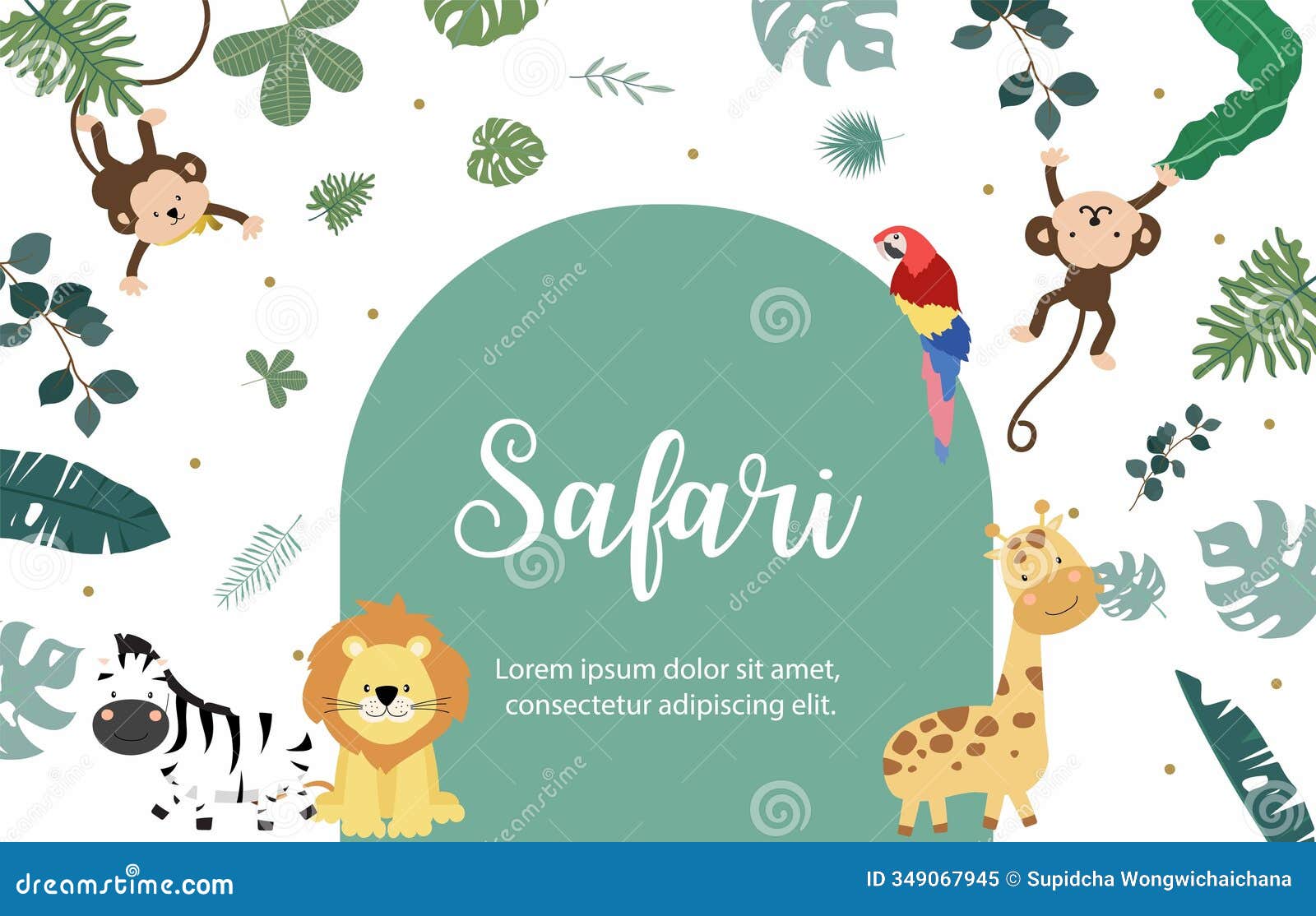 Cute Safari Template Banner for Horizontal Design Stock Vector ...
