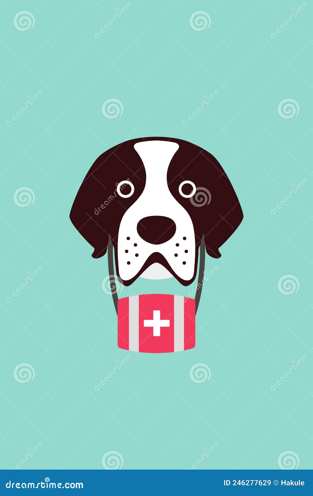 Cute Saint Bernard Dog Flat Icon, Vector Illustration Stock Vector ...