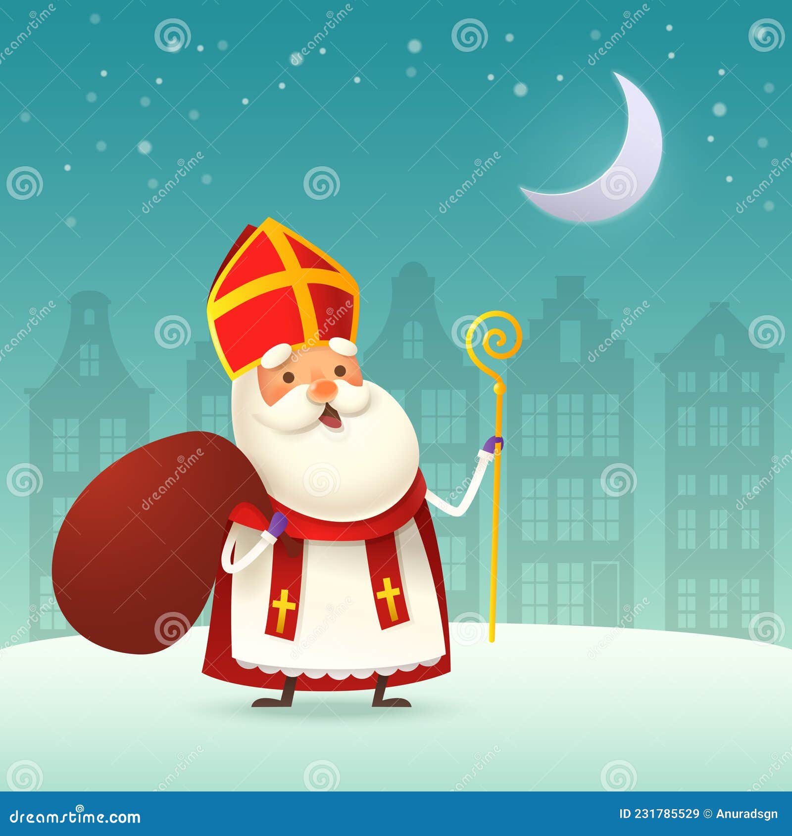 Cute Saint Nicholas - Sinterklaas Jumping - Happy Expression - Winter ... Cute Saint Nicholas - Sinterklaas Jumping - Happy Expression - Winter ...