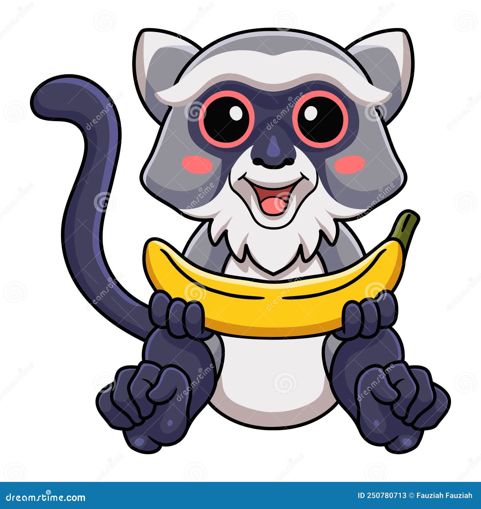Cute Samango Monkey Cartoon Holding a Banana Stock Vector ...