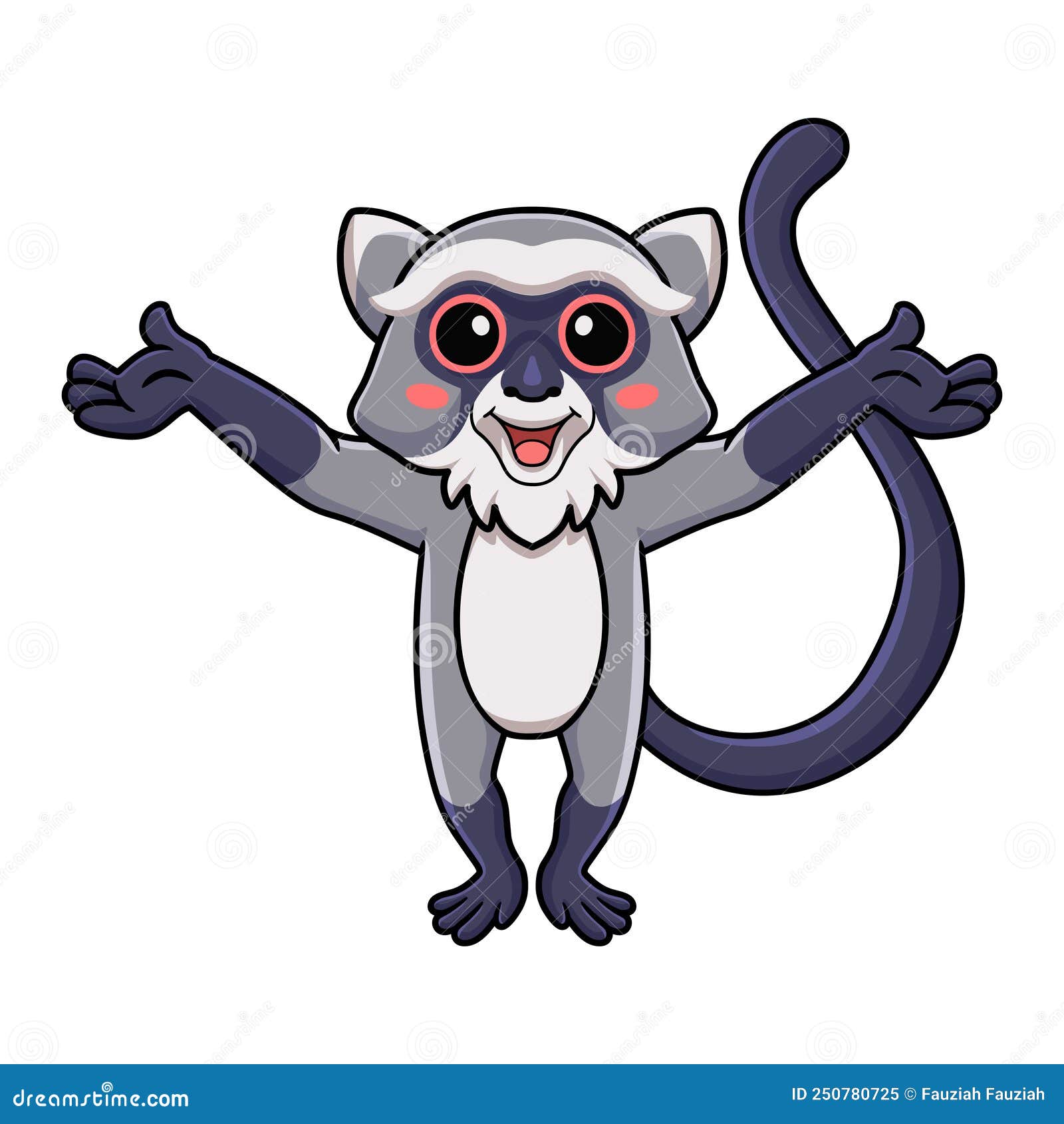 Cute Samango Monkey Cartoon Raising Hands Stock Vector - Illustration ...