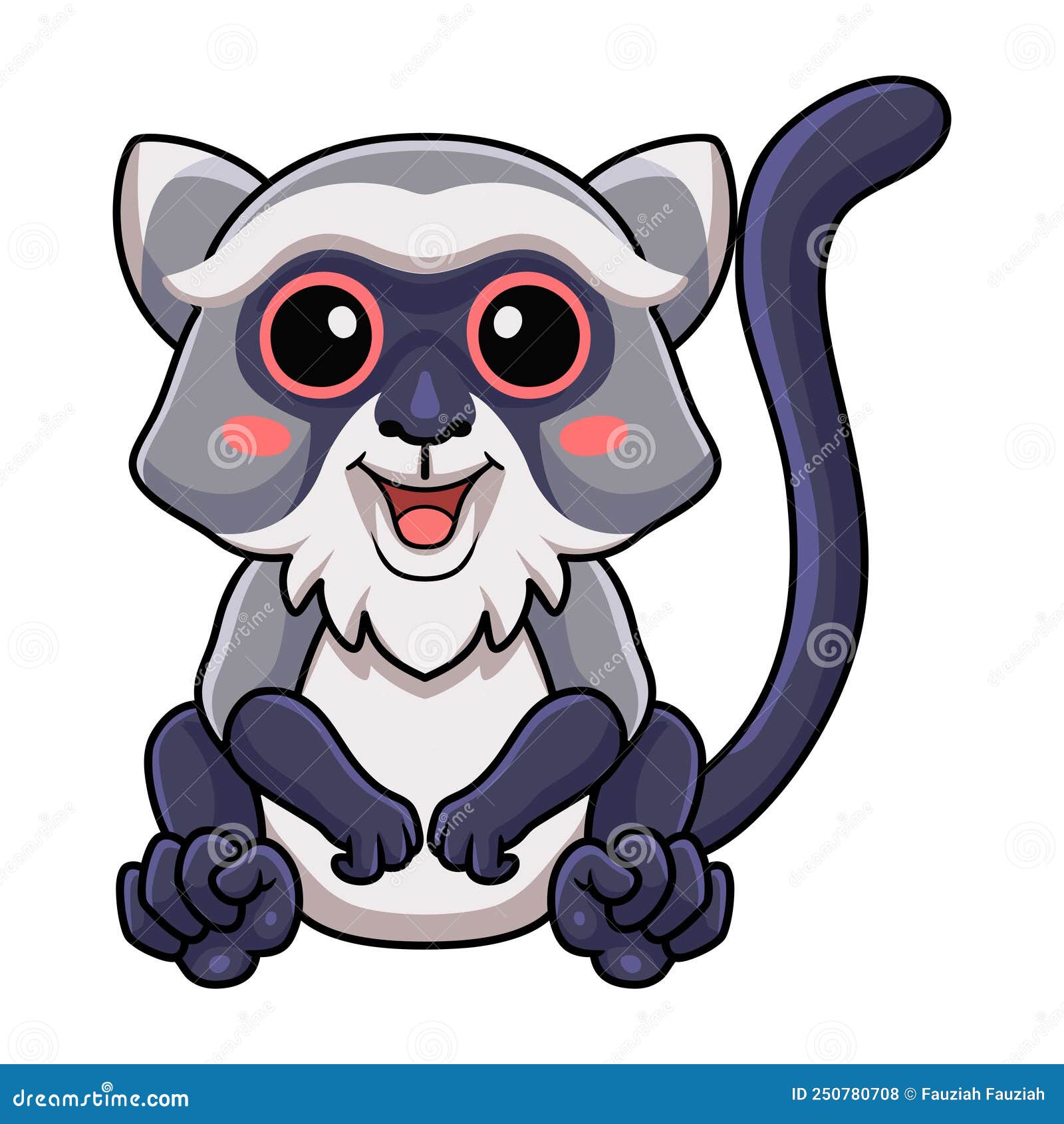 Cute Samango Monkey Cartoon Sitting Stock Vector - Illustration of ...