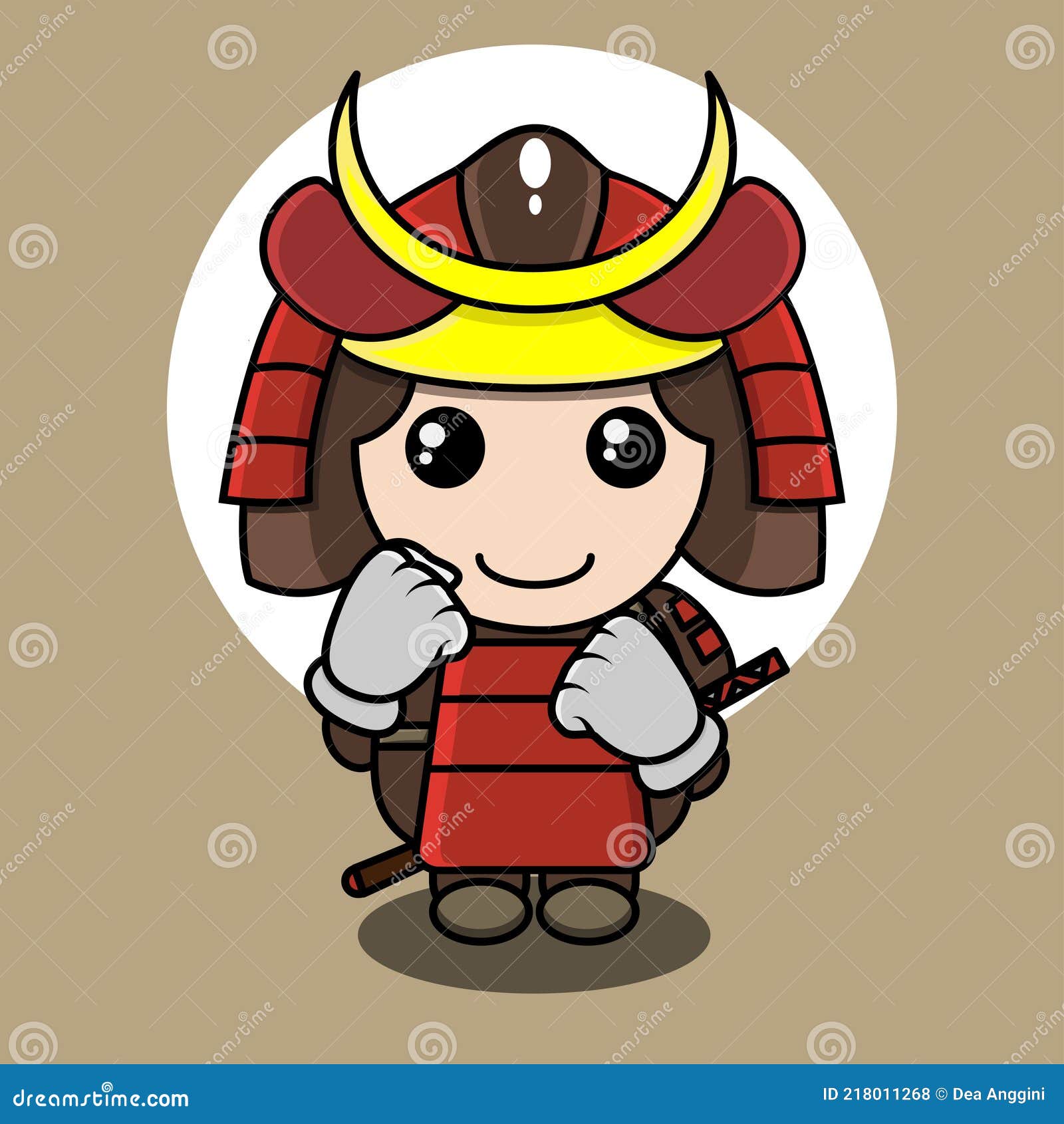 Cute Samurai Character Mascot with Simple Concept Stock Vector ...