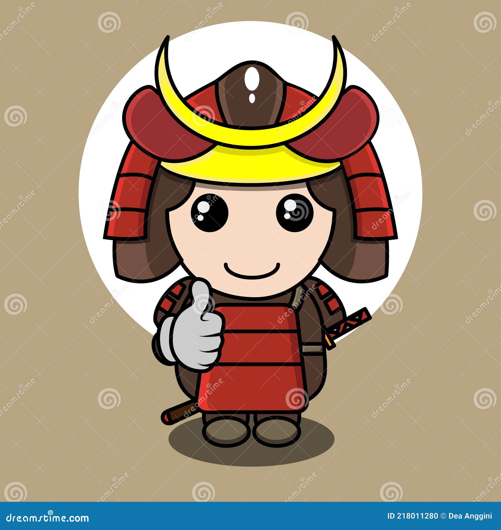Cute Samurai Character Mascot with Simple Concept Stock Vector ...