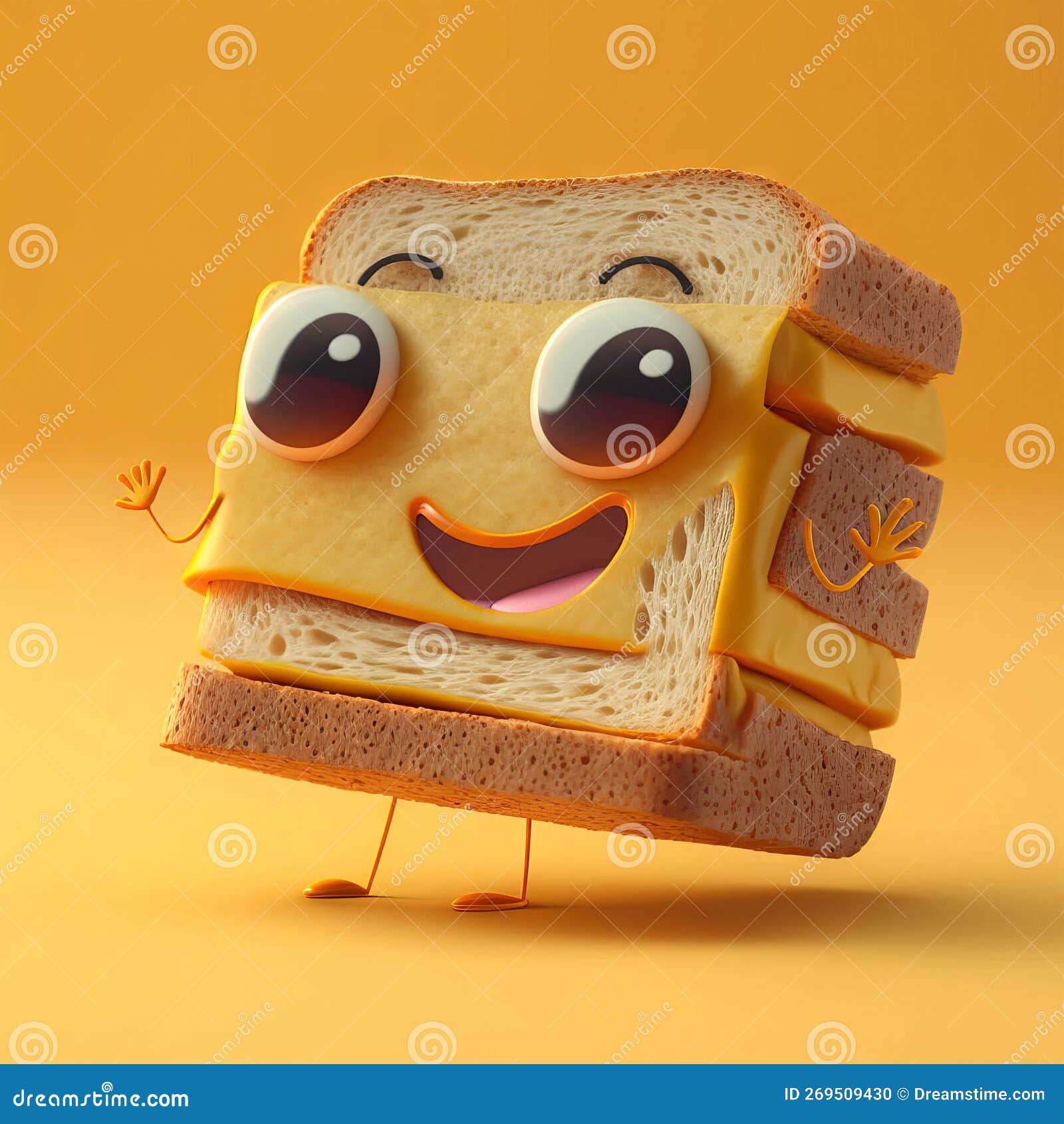 Cute Sandwich Character Isolated on Empty Background. Happy Mascot ...