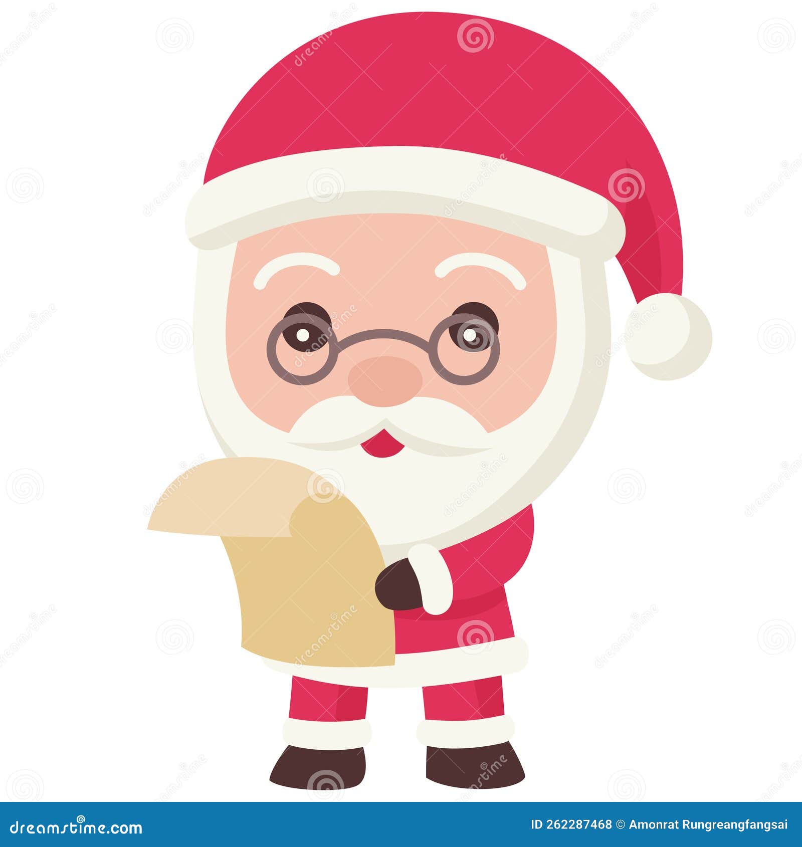 Cute Santa Claus Reading Letter Doodle Vector Icon Stock Vector ...