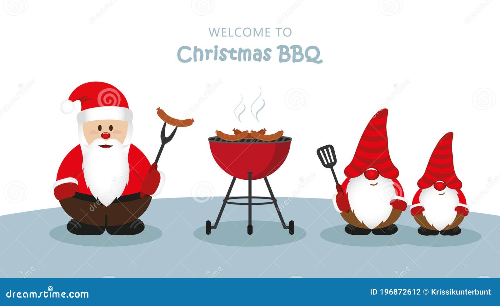 Cute Santa Claus and Dwarf at Christmas Bbq Stock Vector - Illustration ...
