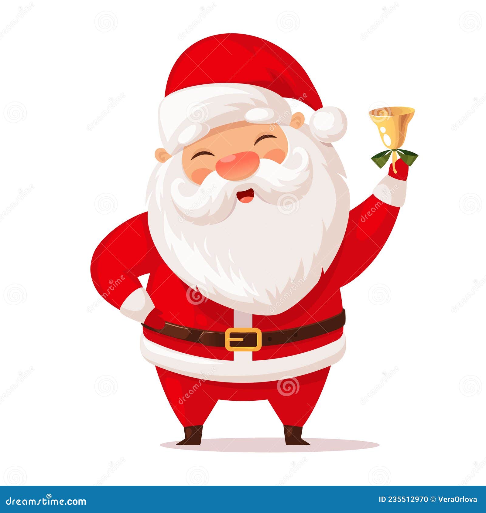 Cute Santa Claus Ringing a Bell, Vector Illustration Stock Vector ...