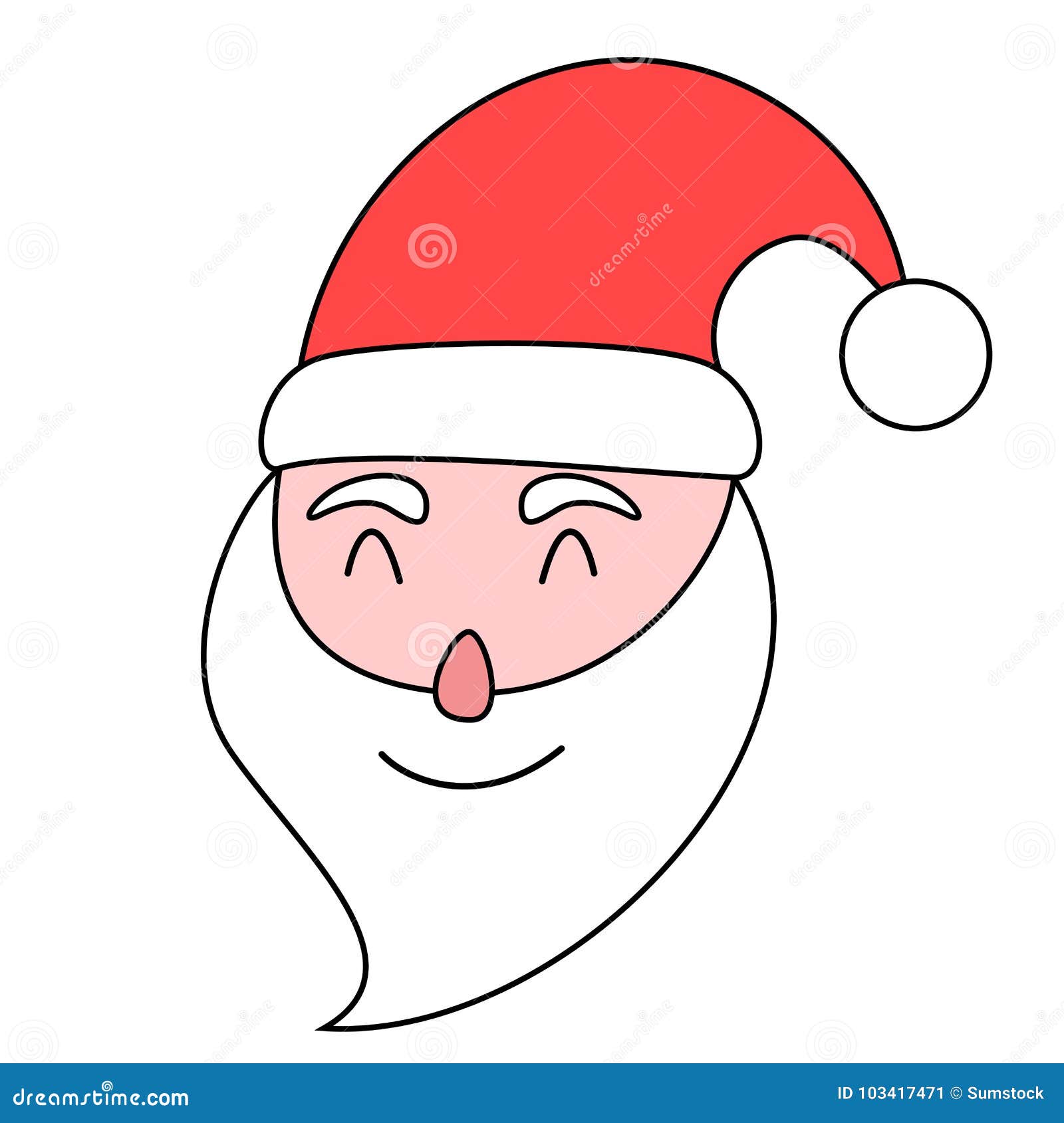 Cute Santa Face with Red Hat Stock Vector - Illustration of closed ...