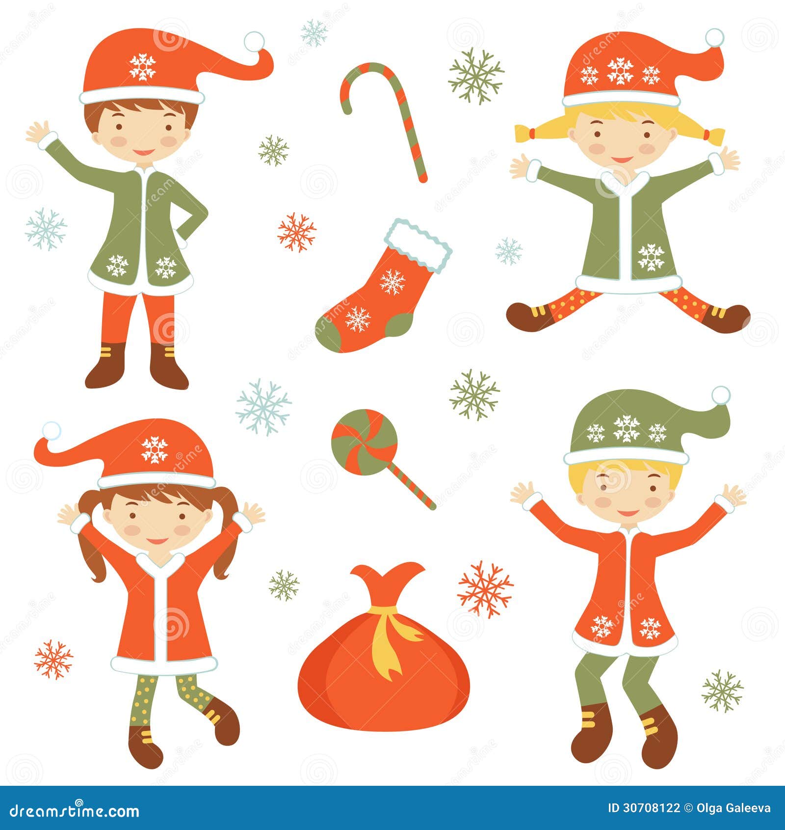 Cute Santa helpers stock vector. Illustration of decoratve - 30708122