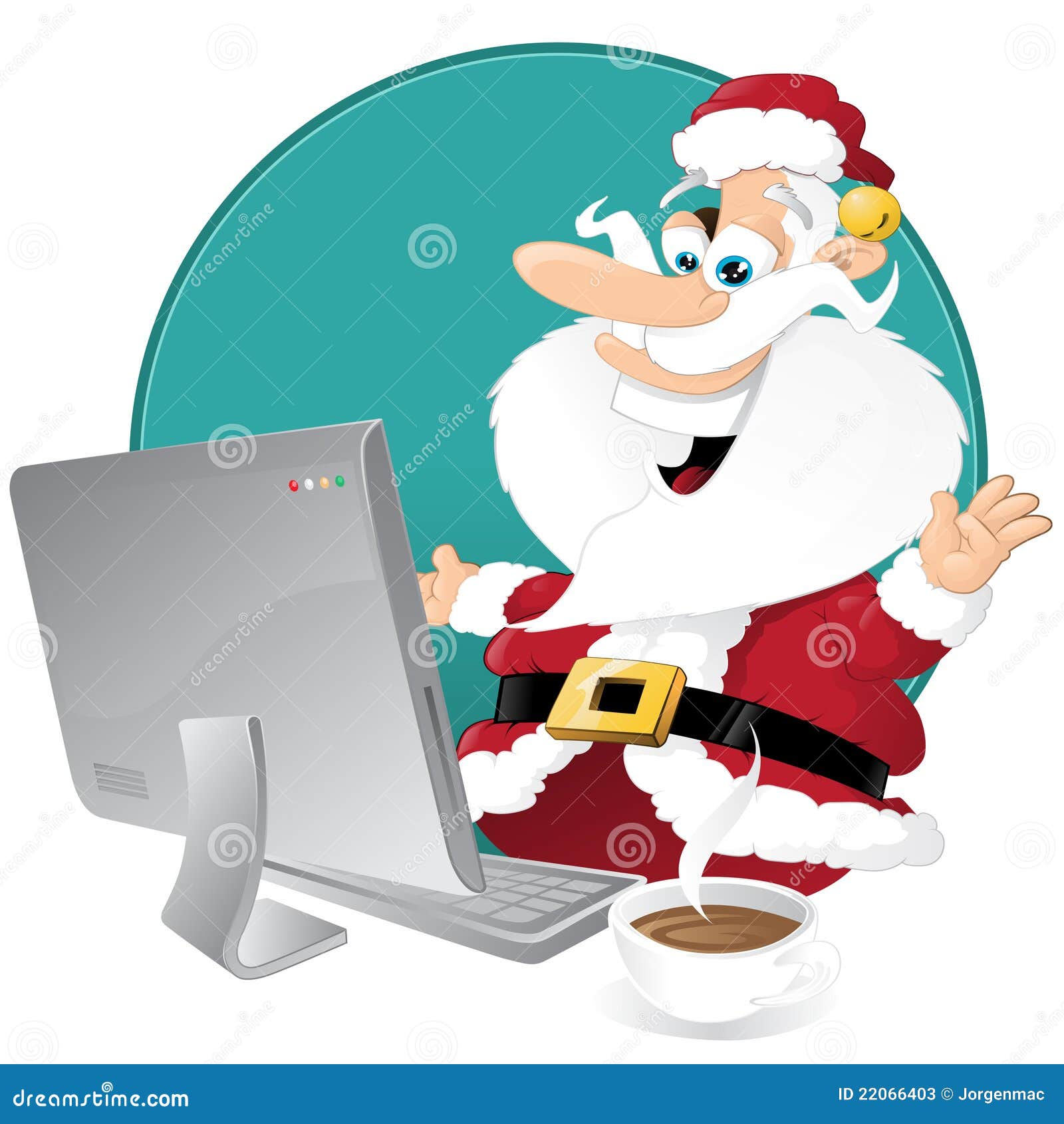 Cute Santa Shopping for Christmas on His Computer Stock Vector ...