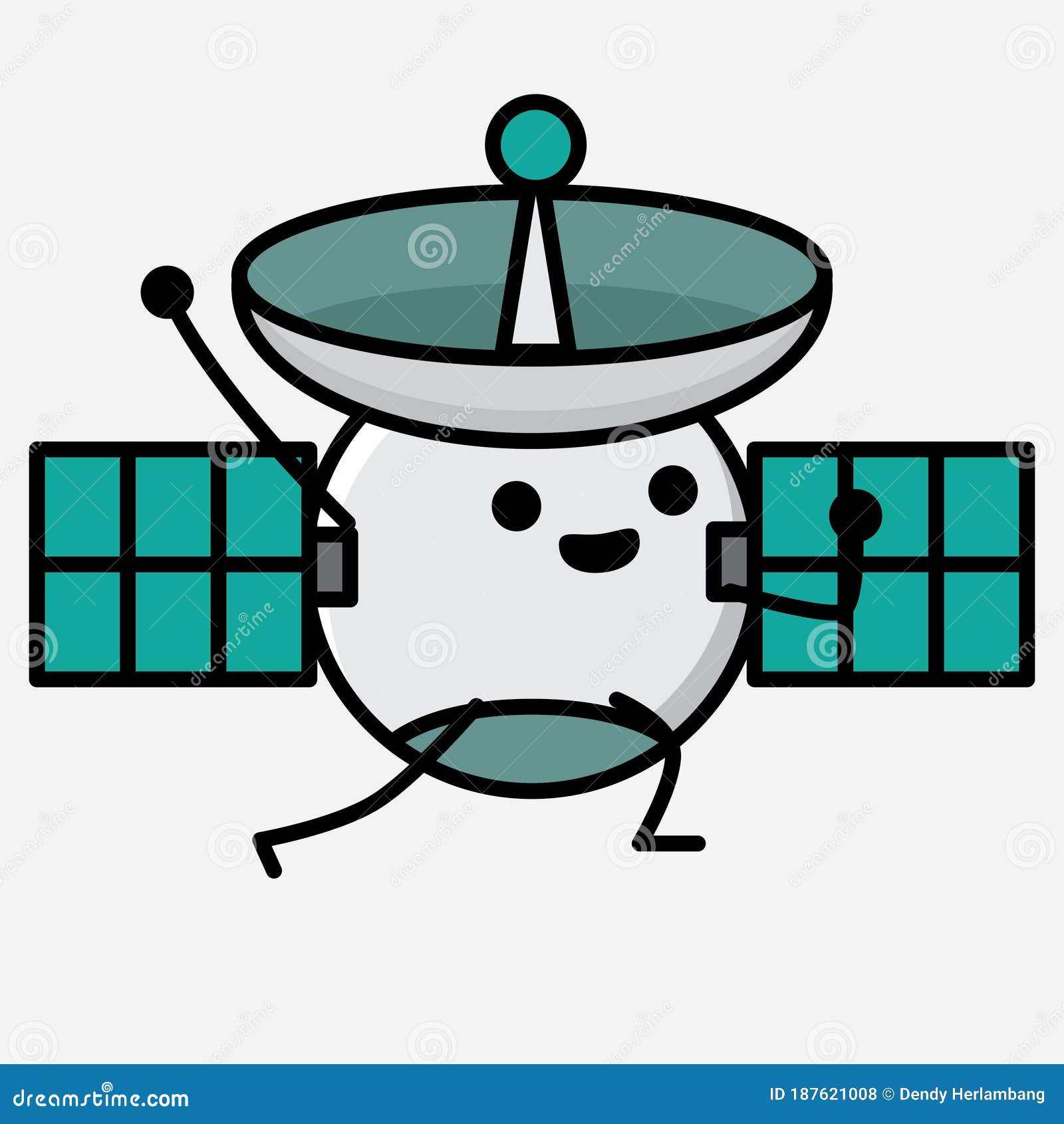Cute Satellite Antenna Mascot Vector Character in Flat Design Style ...