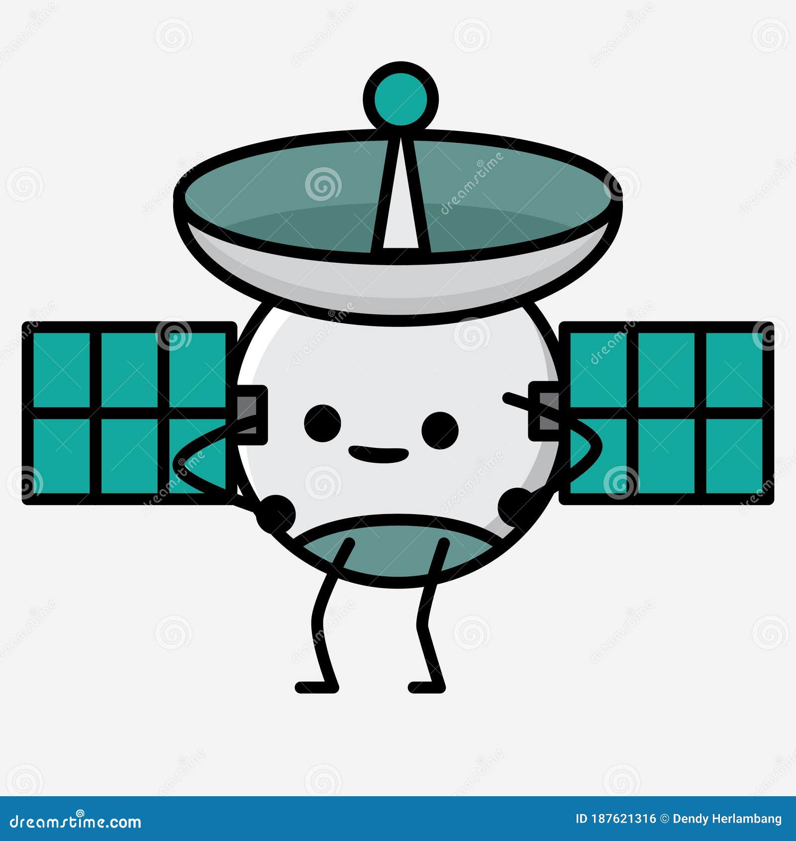 Cute Satellite Antenna Mascot Vector Character in Flat Design Style ...