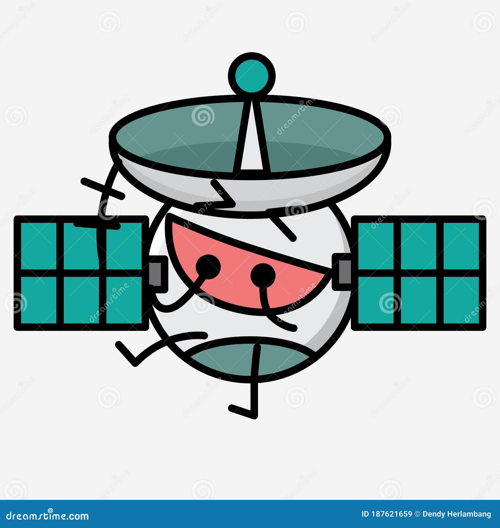 Cute Satellite Antenna Mascot Vector Character in Flat Design Style ...