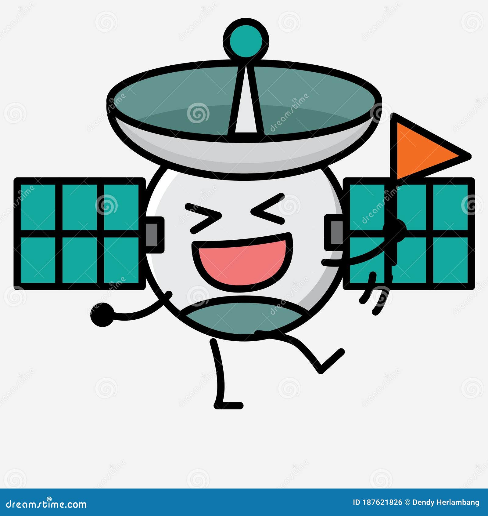 Cute Satellite Antenna Mascot Vector Character in Flat Design Style ...