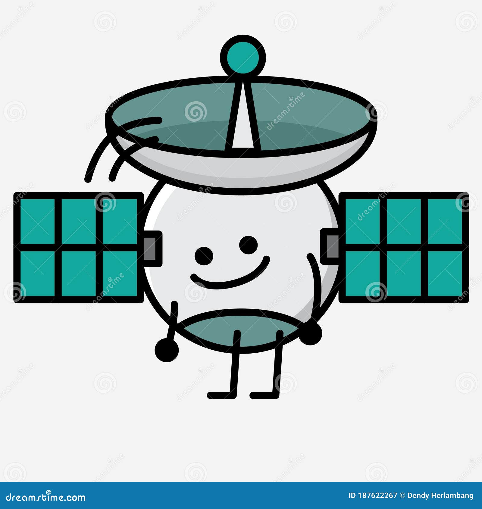 Cute Satellite Antenna Mascot Vector Character in Flat Design Style ...