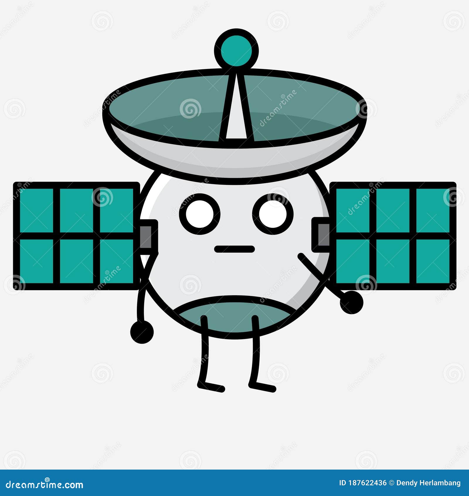 Cute Satellite Antenna Mascot Vector Character in Flat Design Style ...
